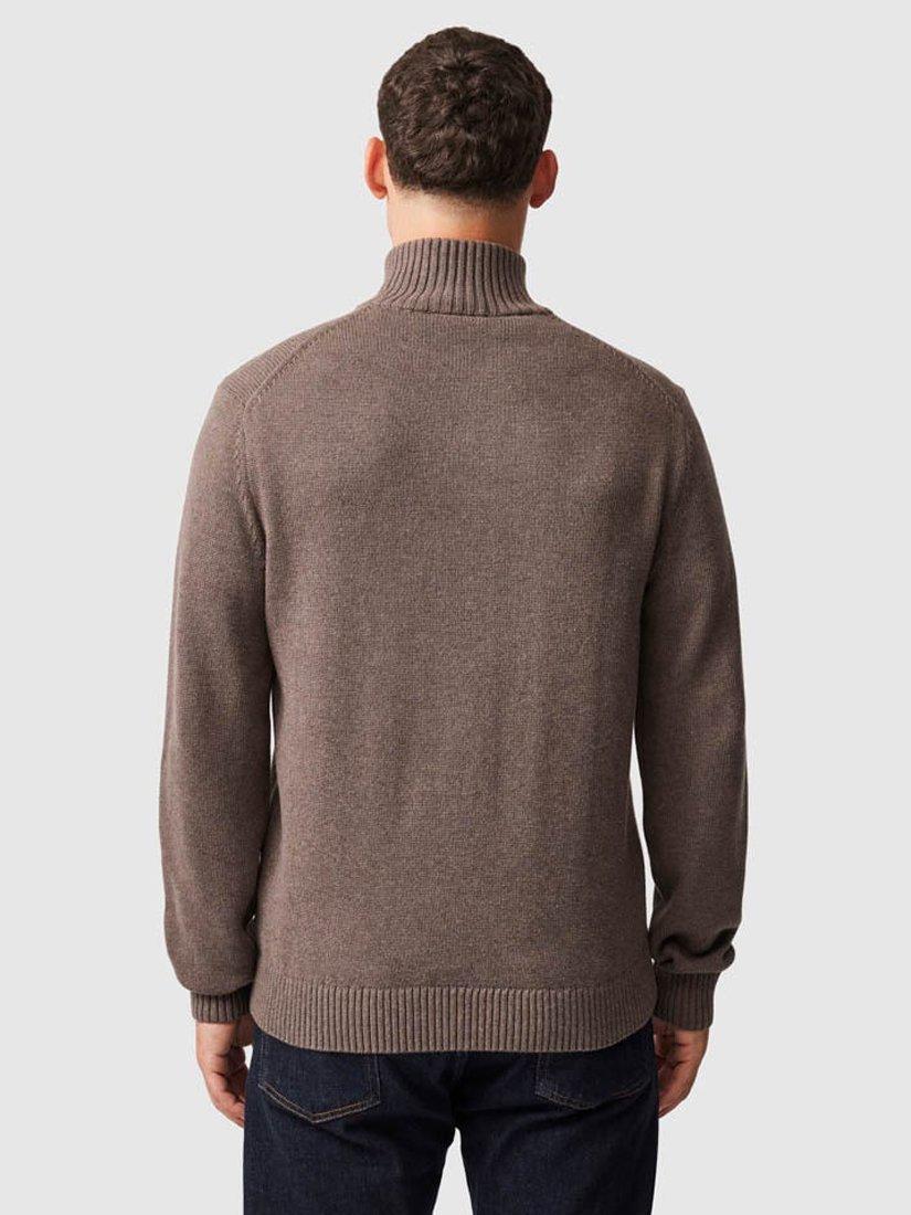 Rodd & Gunn Merrick Bay Knitted Cotton Quarter Zip Neck Jumper, Nutmeg