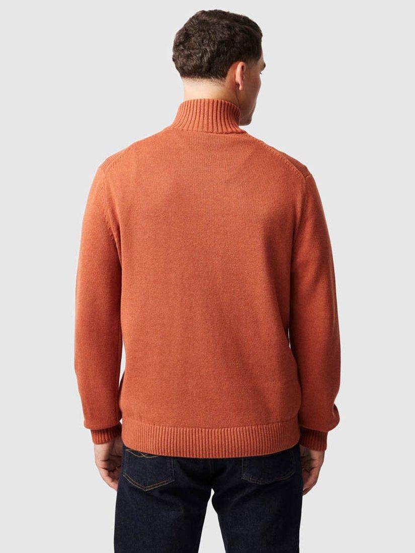 Rodd & Gunn Merrick Bay Knitted Cotton Quarter Zip Neck Jumper, Rust