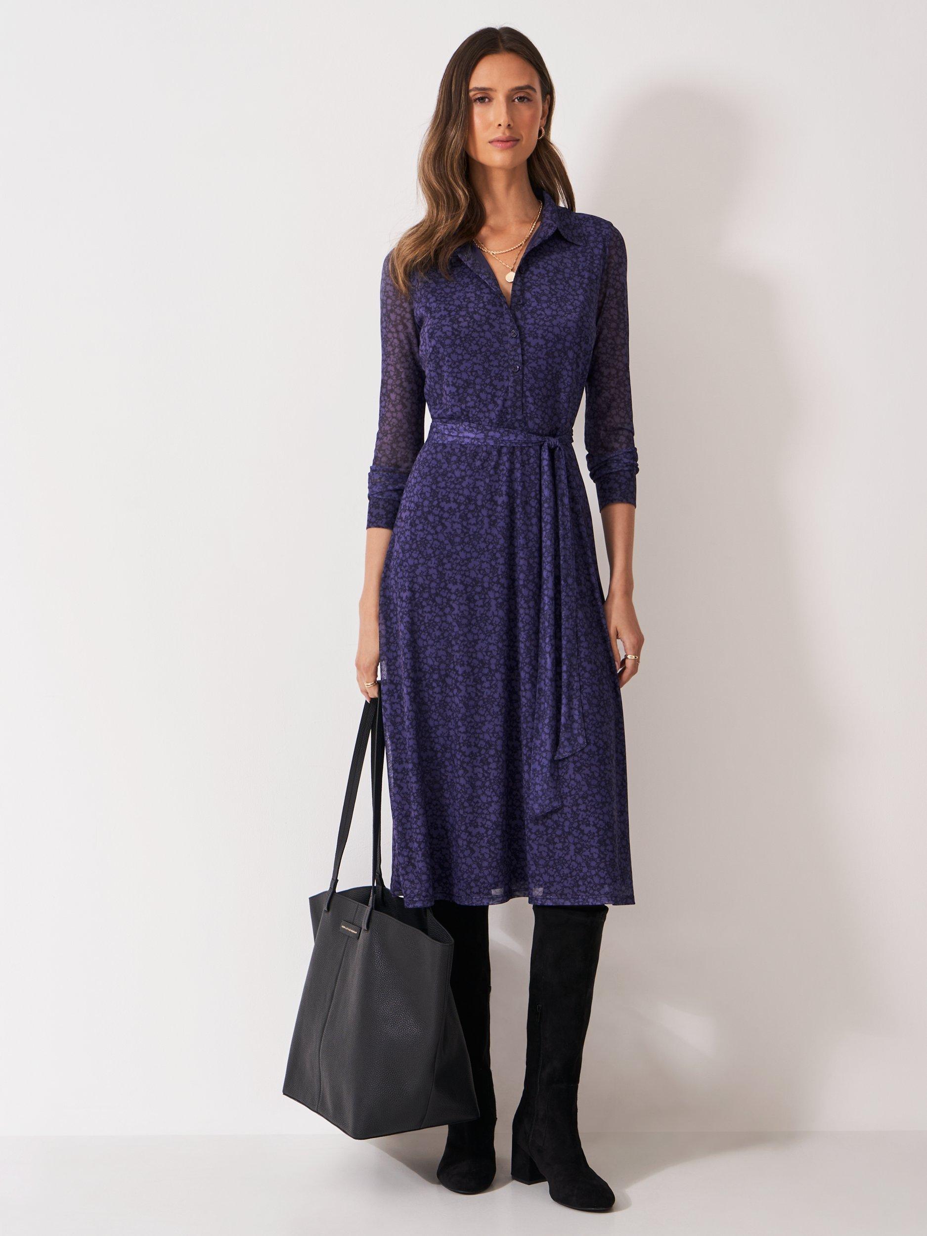Crew Clothing Verona Jersey Mesh Shirt Dress, Aqua Blue