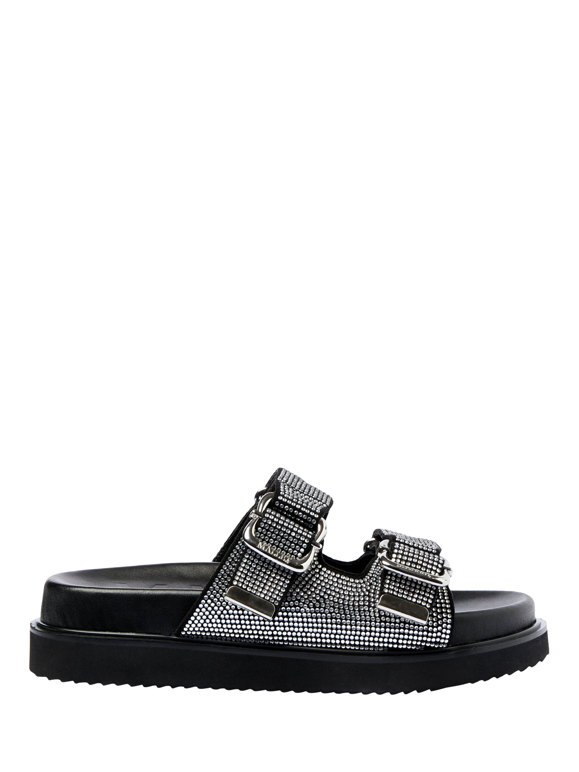 Mallet Sadie Diamante Strappy Sandals, Black Silver