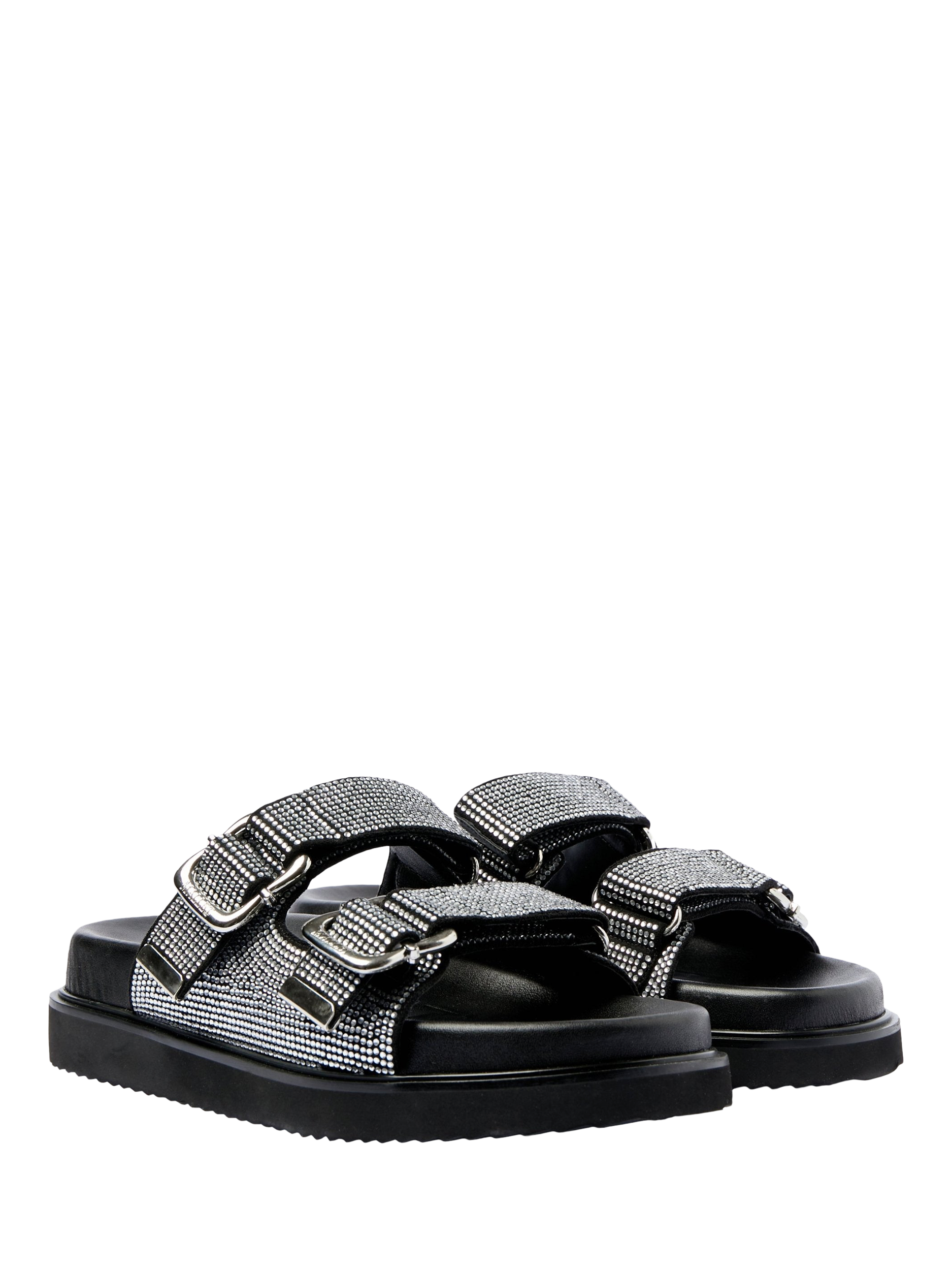 Mallet Sadie Diamante Strappy Sandals, Black Silver