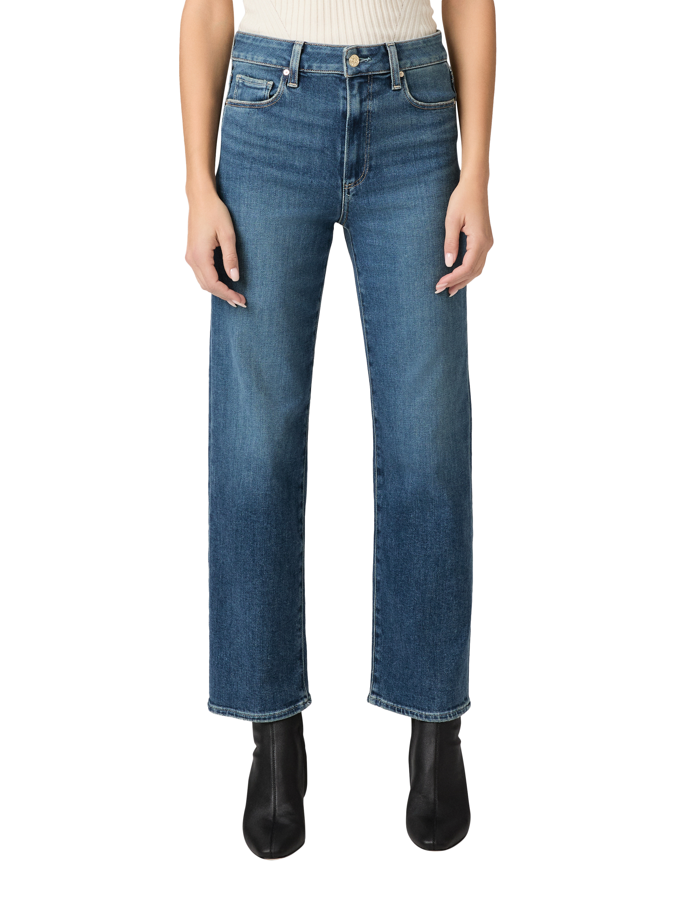 PAIGE Stevie Ankle High Rise Straight Leg Jeans, Blue