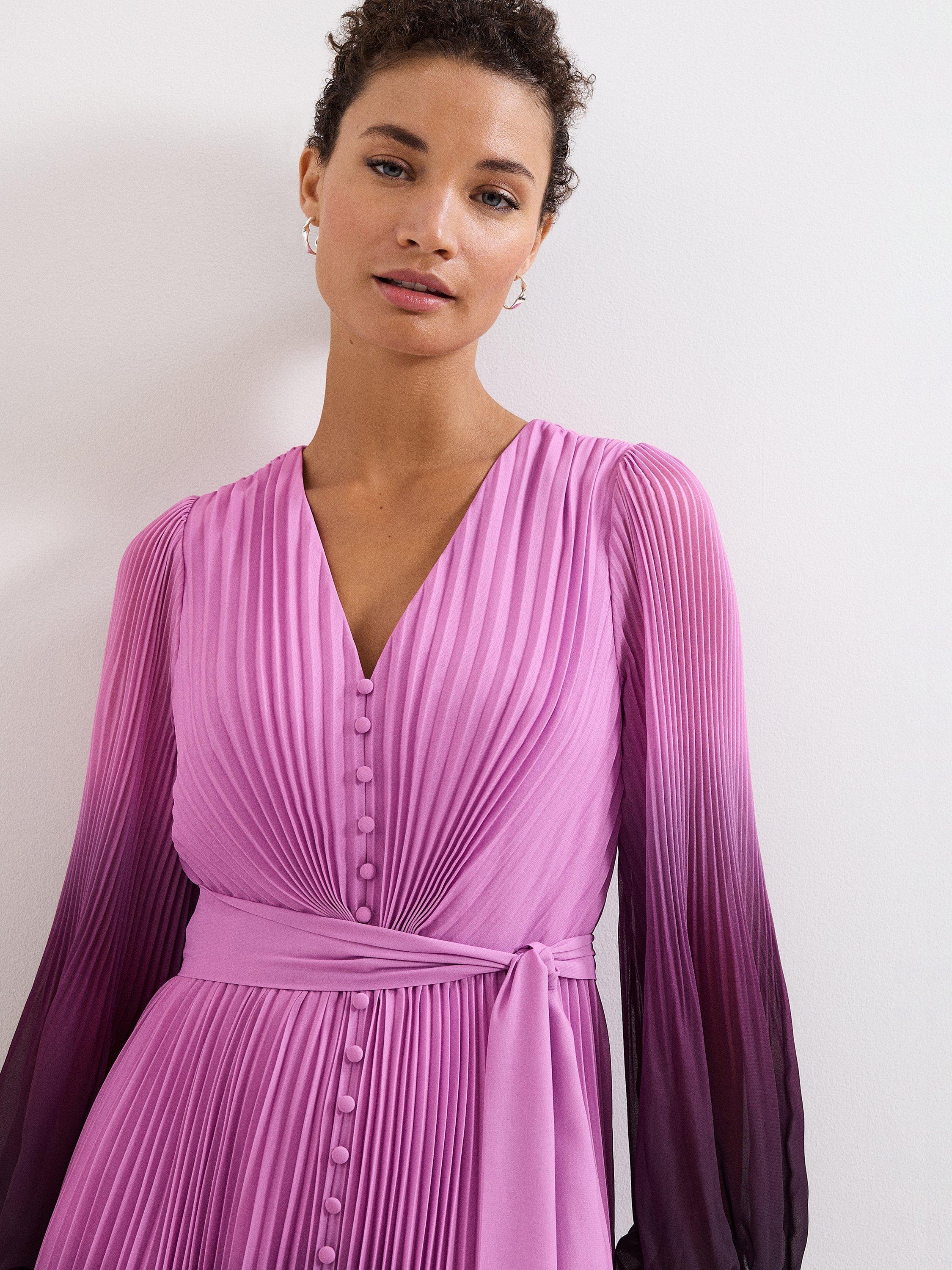 Phase Eight Mira Ombre Midi Dress, Purple/Pink