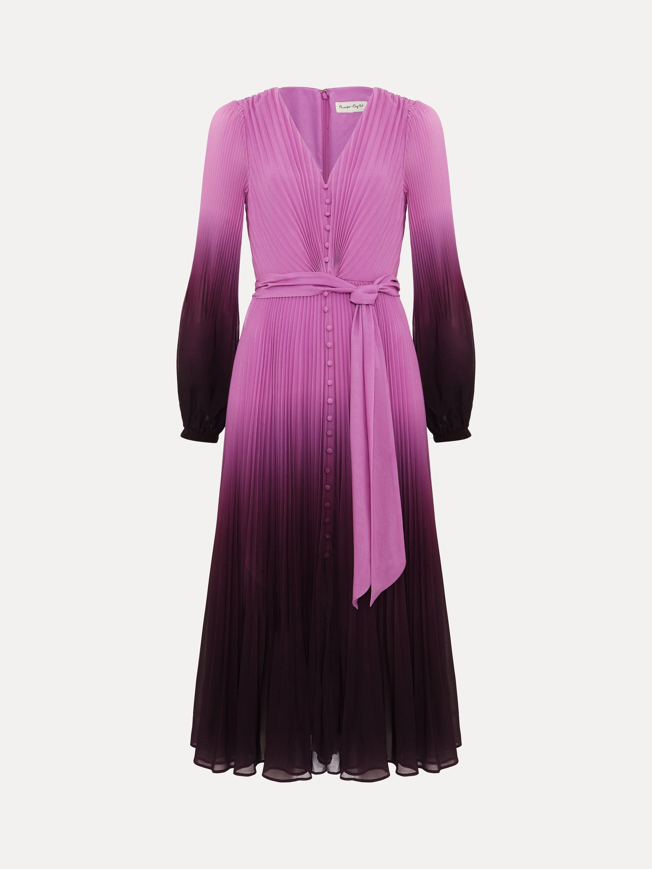Phase Eight Mira Ombre Midi Dress, Purple/Pink