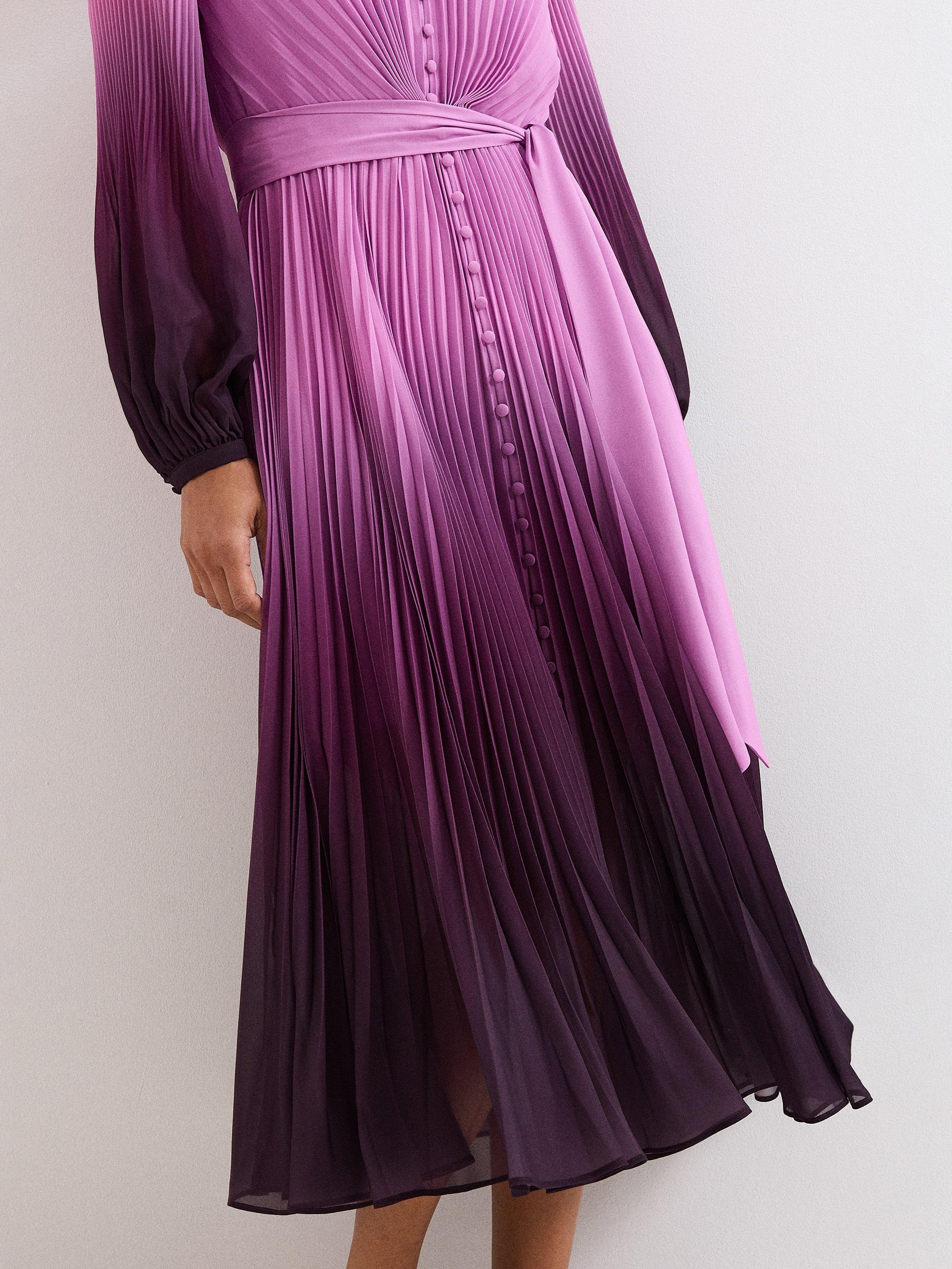 Phase Eight Mira Ombre Midi Dress, Purple/Pink