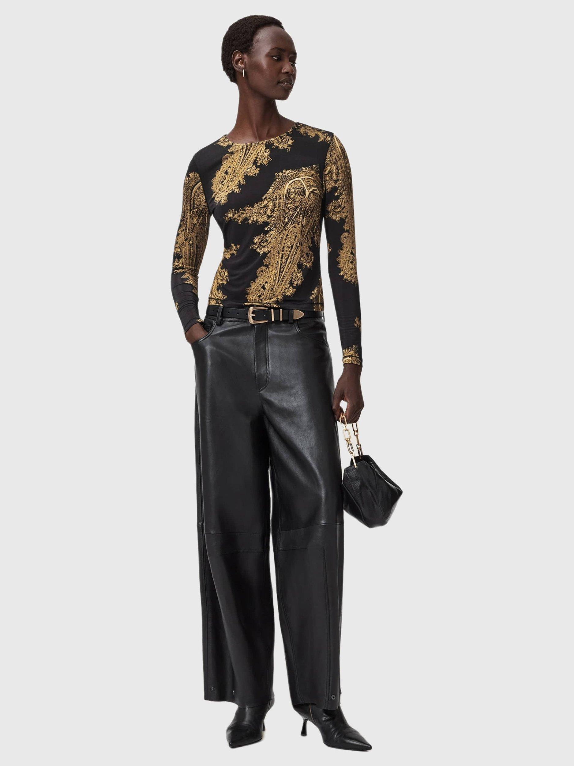 AllSaints Katlyn Paisley Top, Black