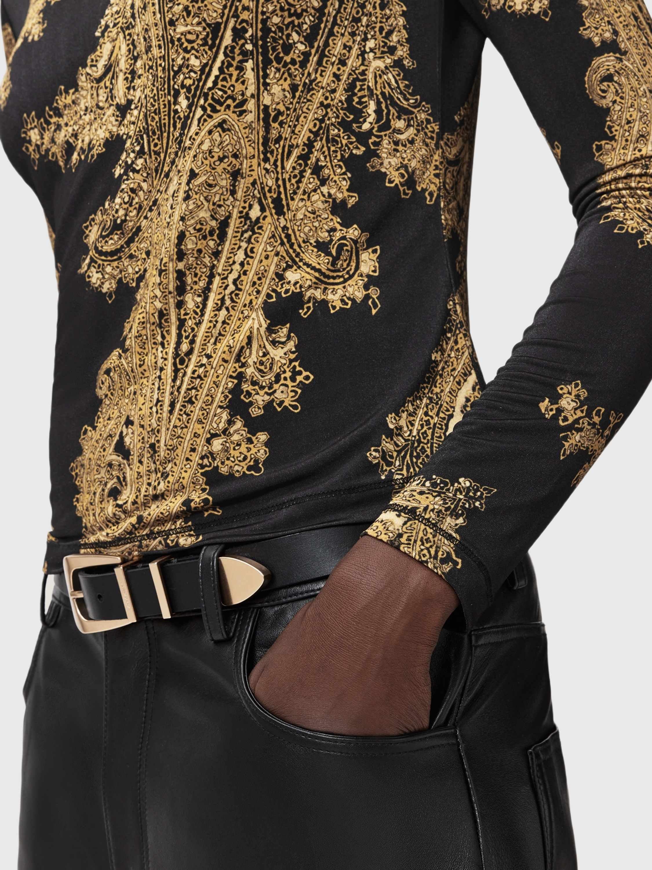 AllSaints Katlyn Paisley Top, Black