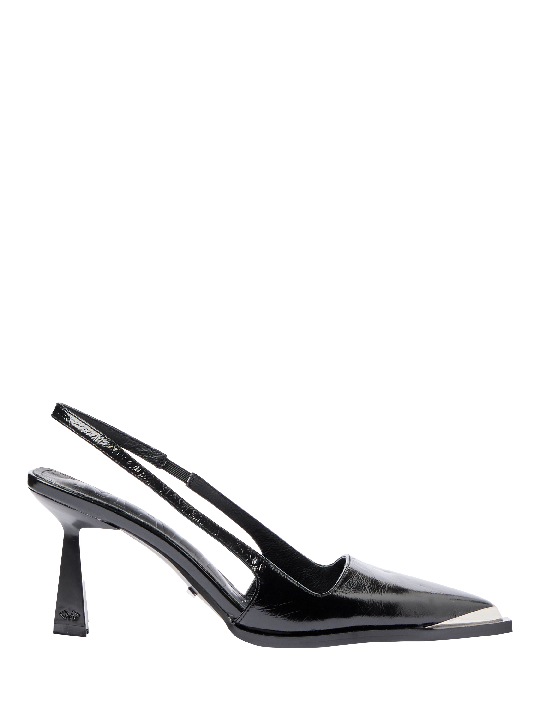 Mallet Selene Leather Stiletto Heel Slingback Sandals, Black