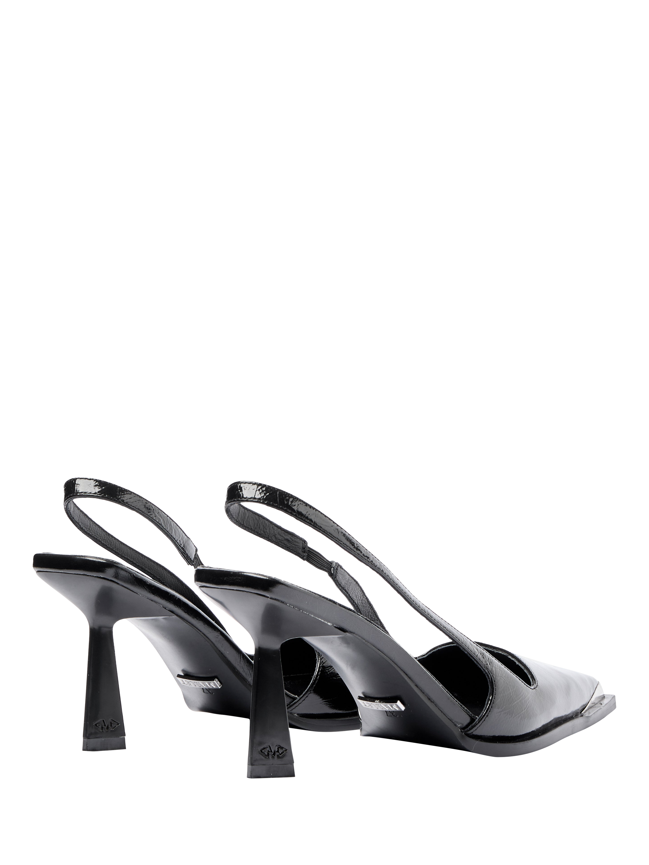 Mallet Selene Leather Stiletto Heel Slingback Sandals, Black