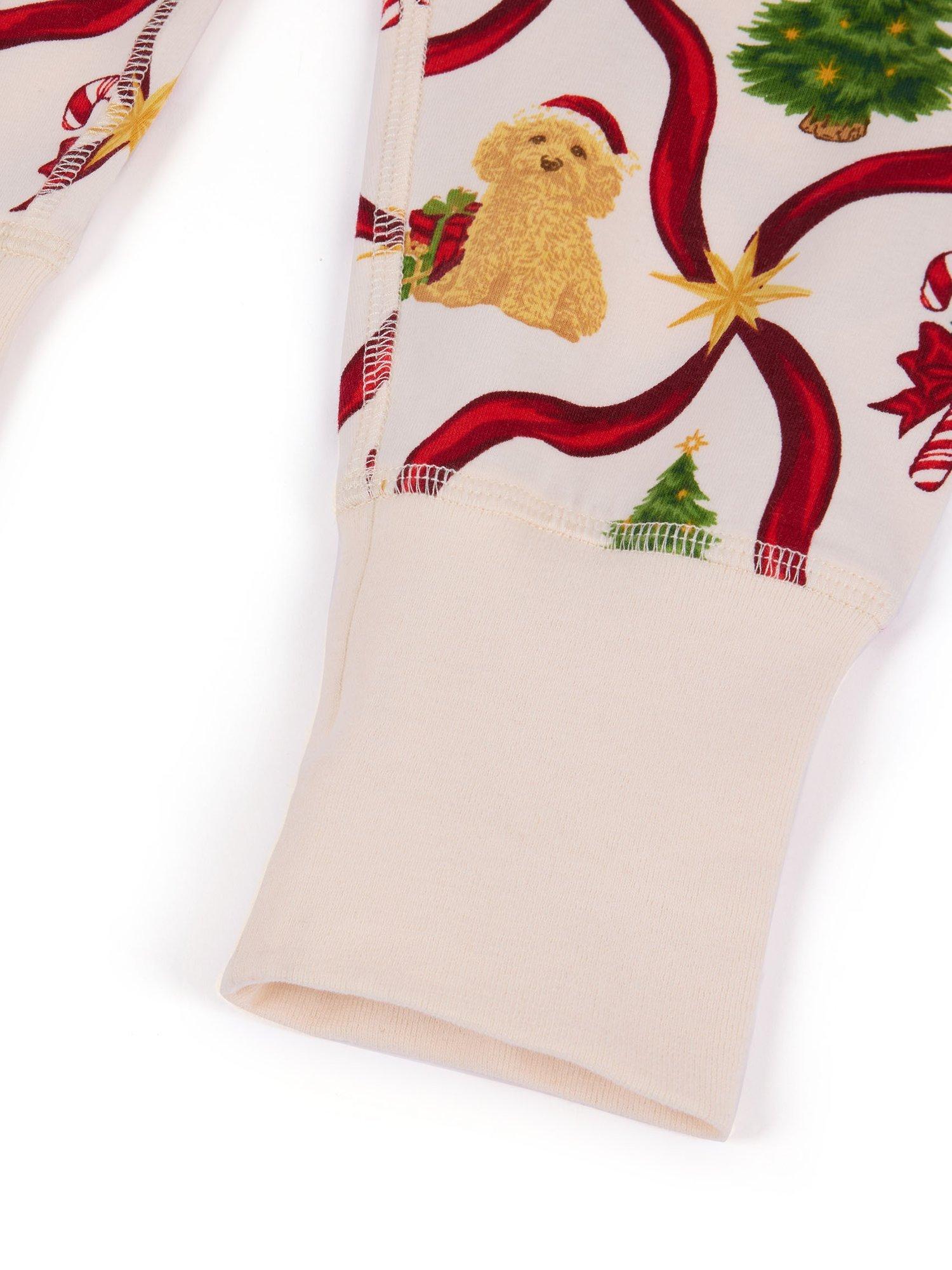 Chelsea Peers Kids' Christmas Tree and Dog Pyjama Set, Off White