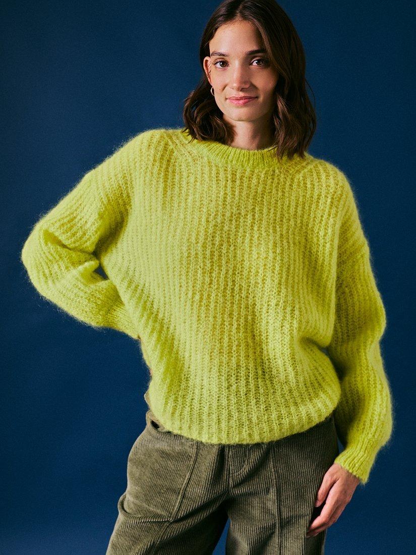 Cape Cove Rib Knit Mohair Blend Relaxed Fit Jumper, Yellow