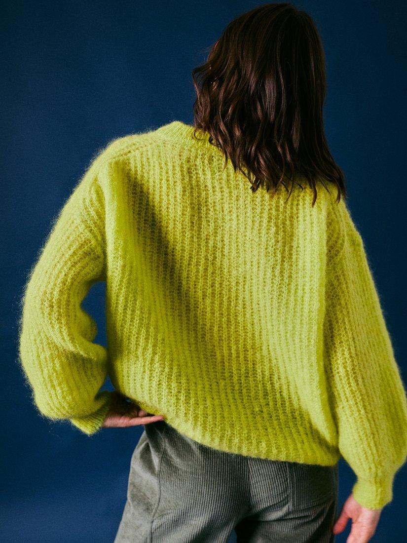 Cape Cove Rib Knit Mohair Blend Relaxed Fit Jumper, Yellow