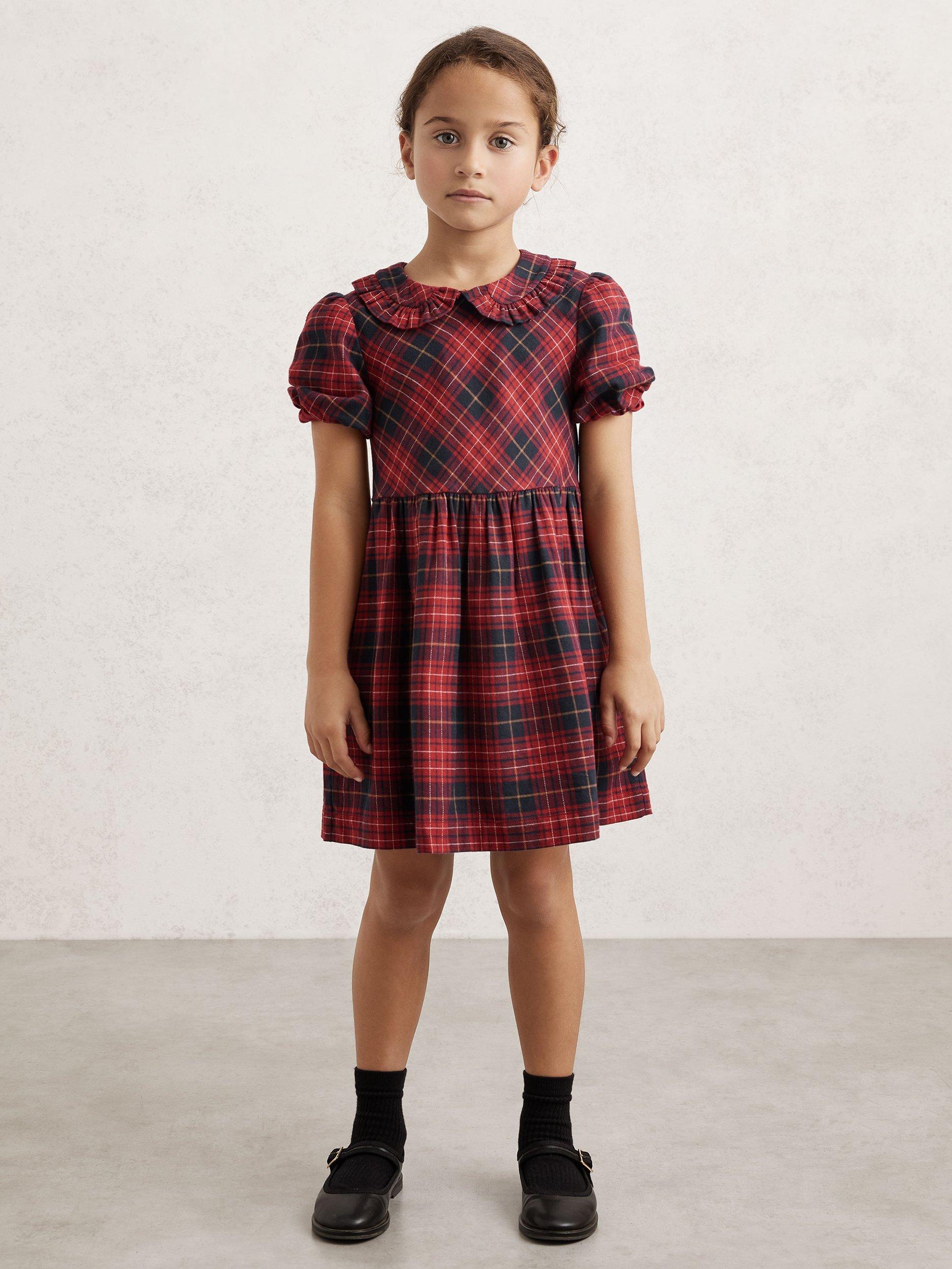 Reiss Kids' Demi Tartan Dress, Red