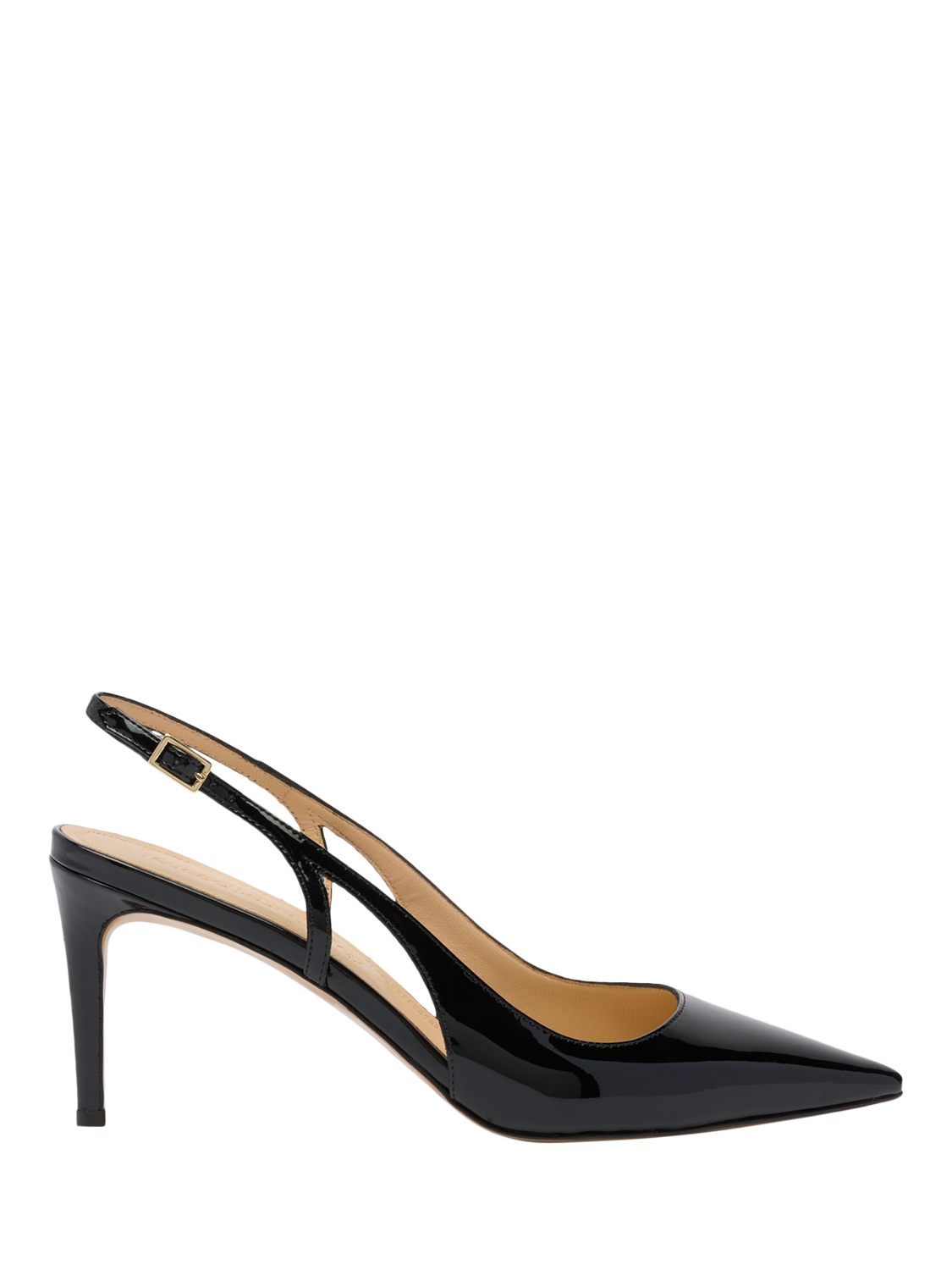 Russell & Bromley Liney Patent Leather Slingback Court Shoes, Black