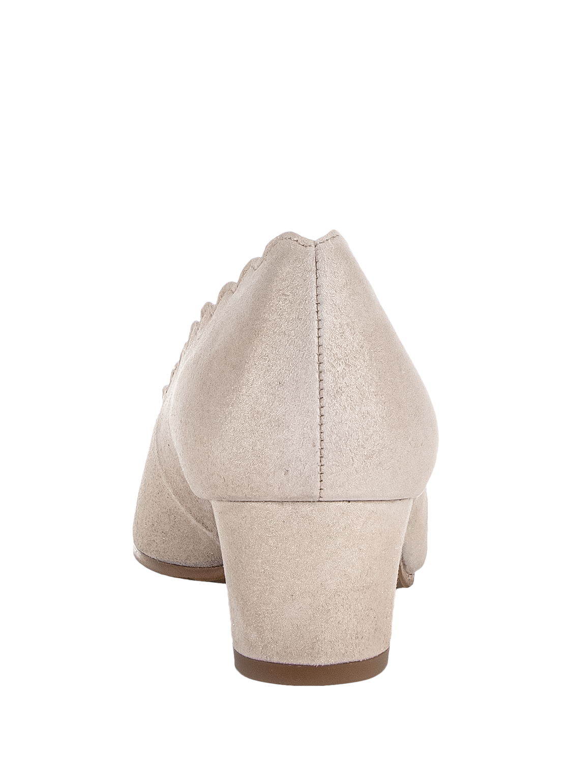 Gabor Gigi Wide Fit Leather Scallop Edge Block Heel Court Shoes, Muschel