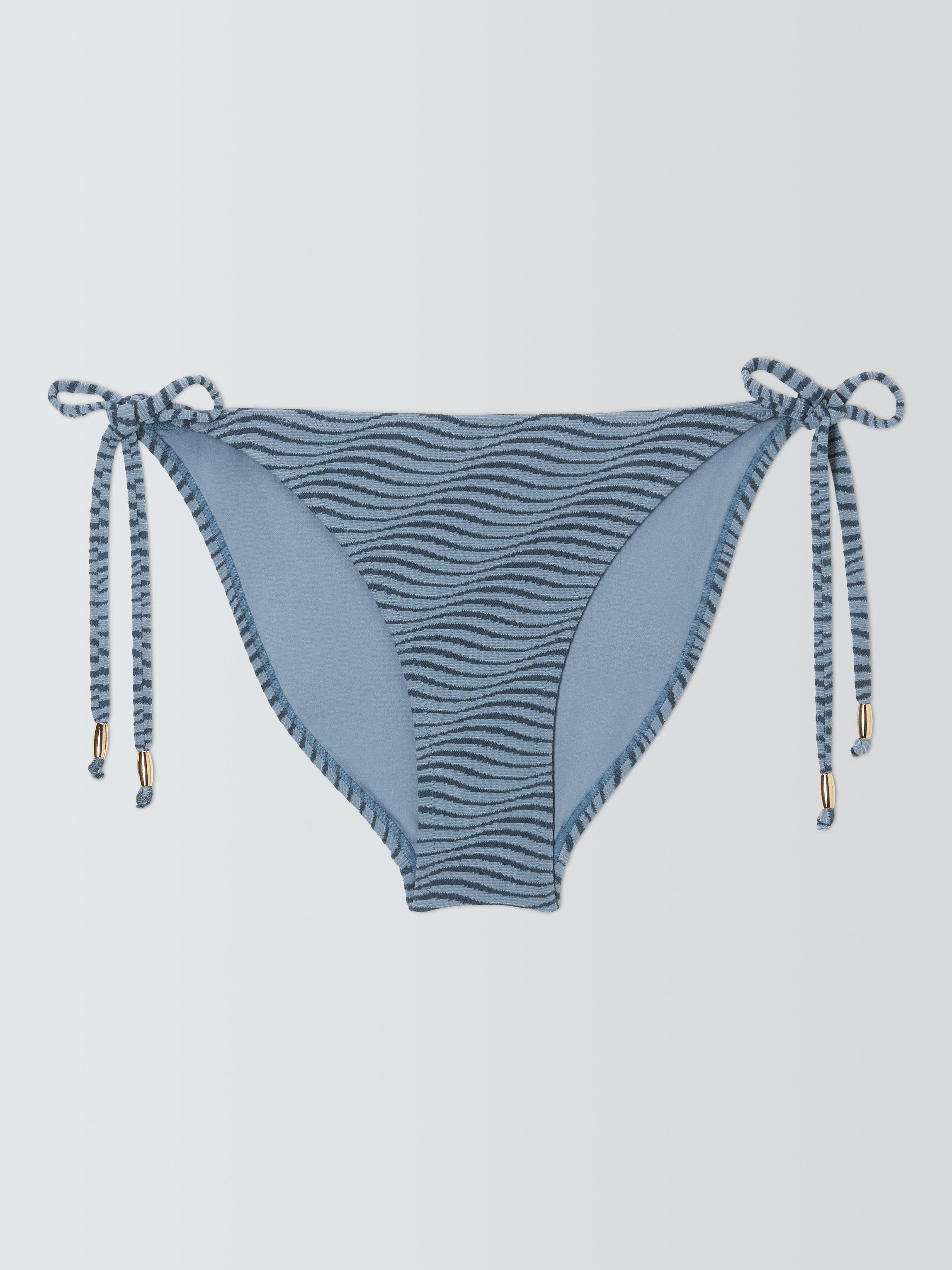 John Lewis Jacquard Wave String Bikini Bottoms, Country Blue