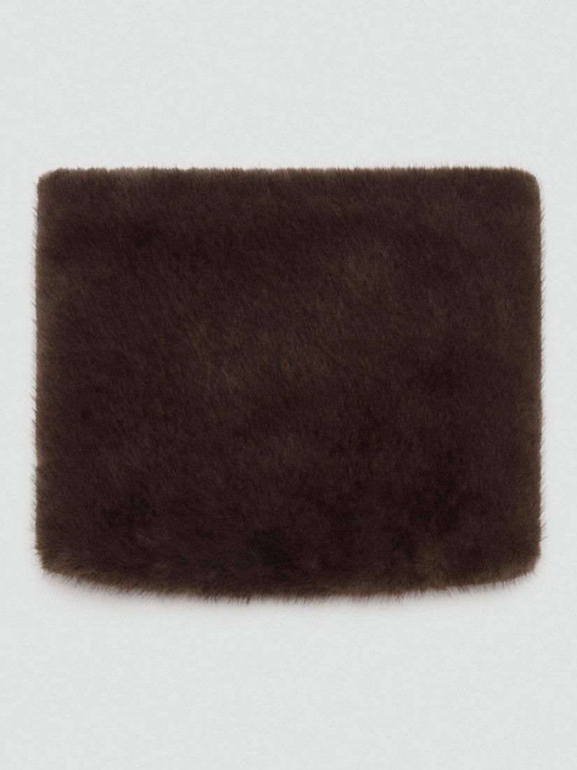 Mango Nuri Faux Fur Snood, Dark Brown