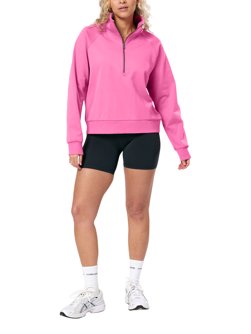 Gym+Coffee Women's Clubhouse Half Zip Sweatshirt, Pink