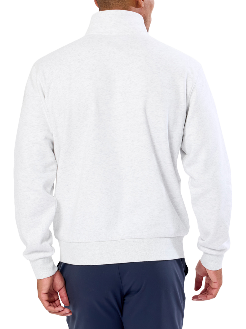 Gym+Coffee Men's Clubhouse Half Zip Oversized Sweatshirt, White Marl