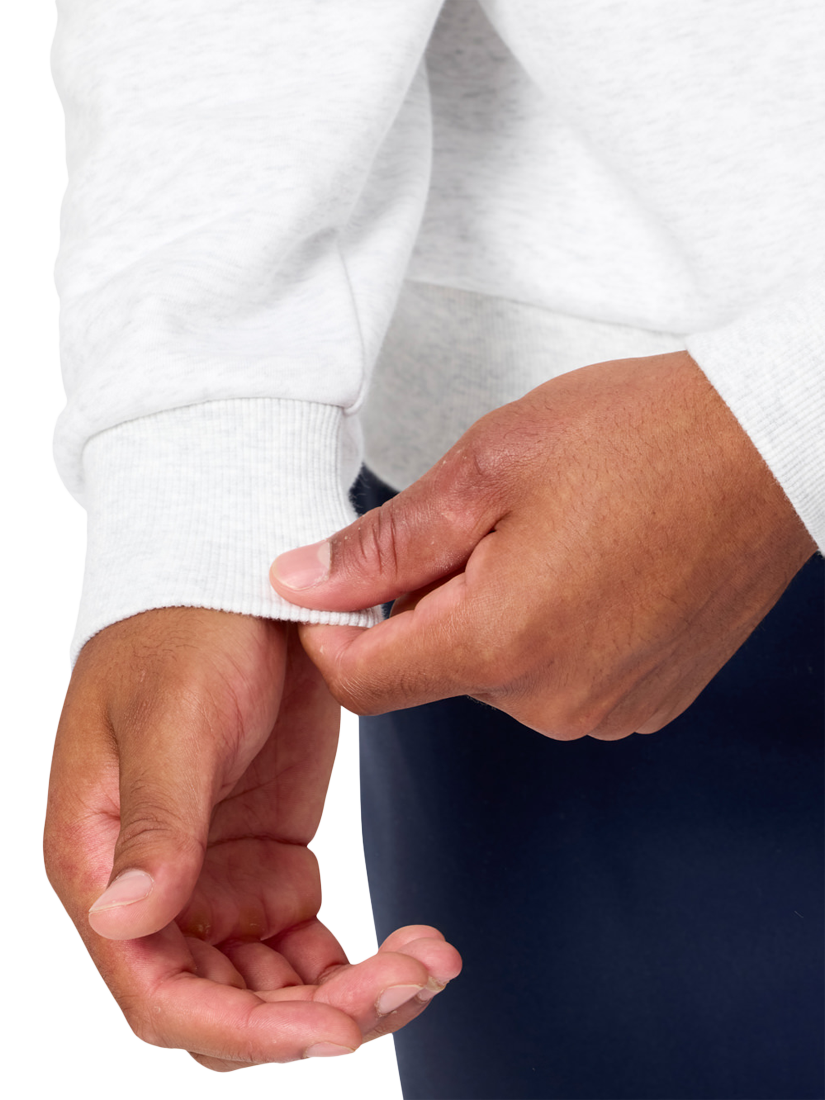 Gym+Coffee Men's Clubhouse Half Zip Oversized Sweatshirt, White Marl