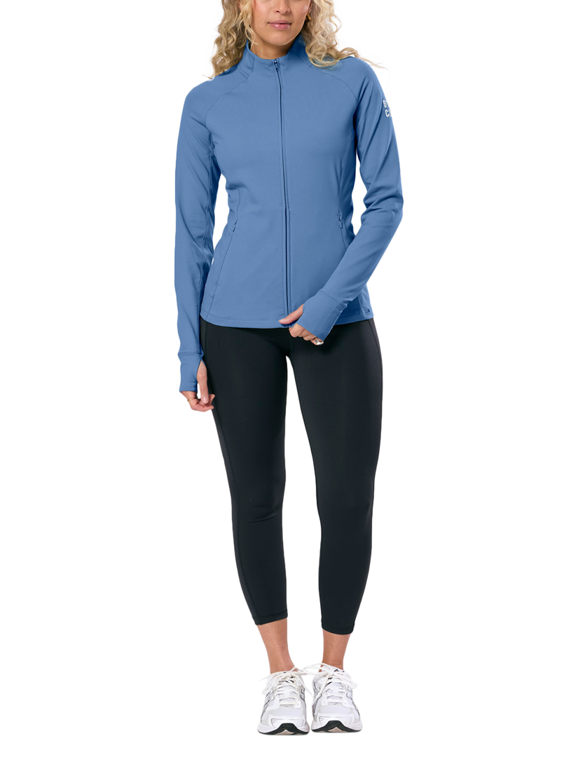 Gym+Coffee Women's Relentless Full Zip Jacket, Oasis Blue, Oasis Blue