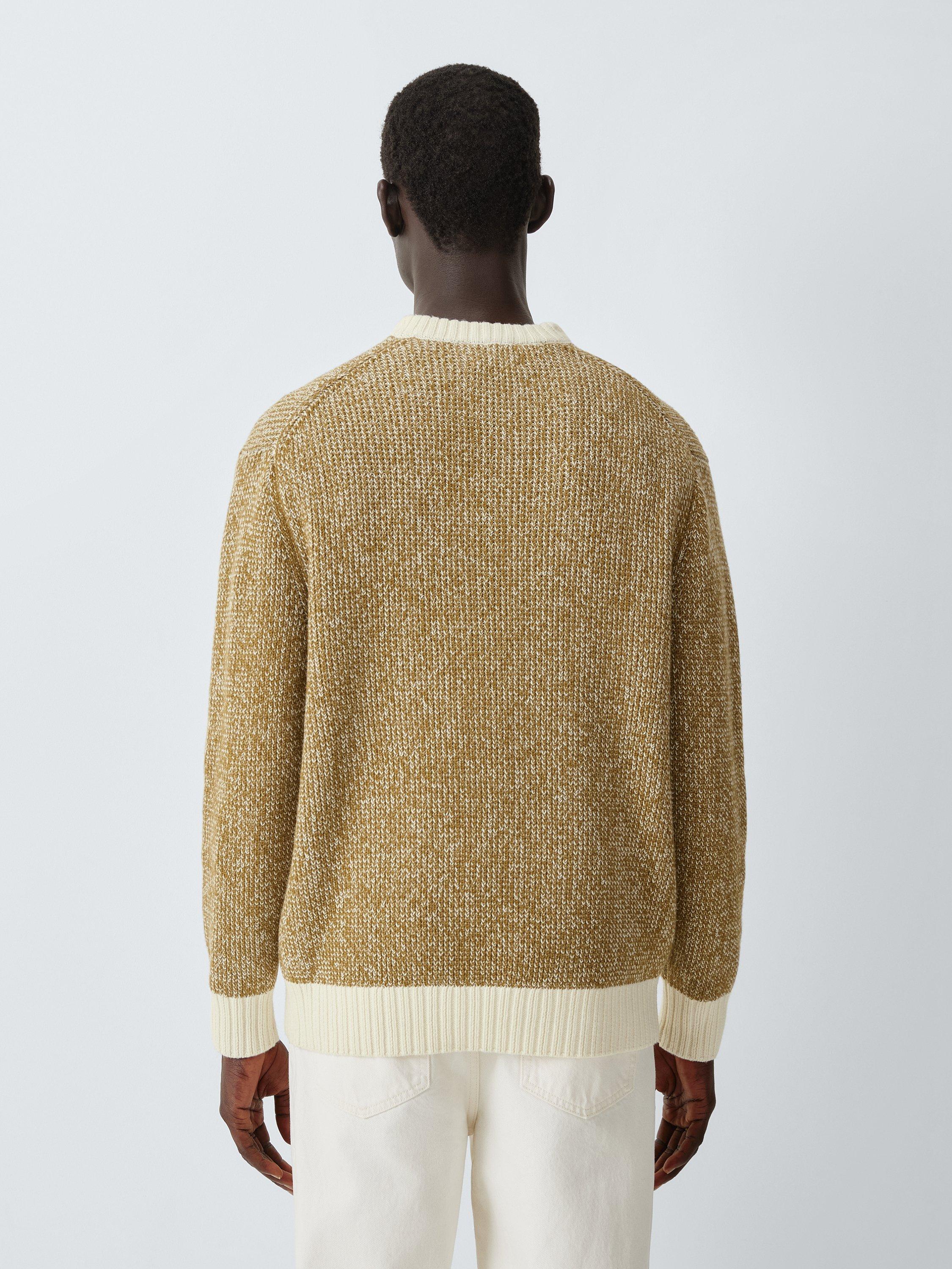 John Lewis Plated Waffle Knit Crew Neck Jumper, Egret/Dull Gold