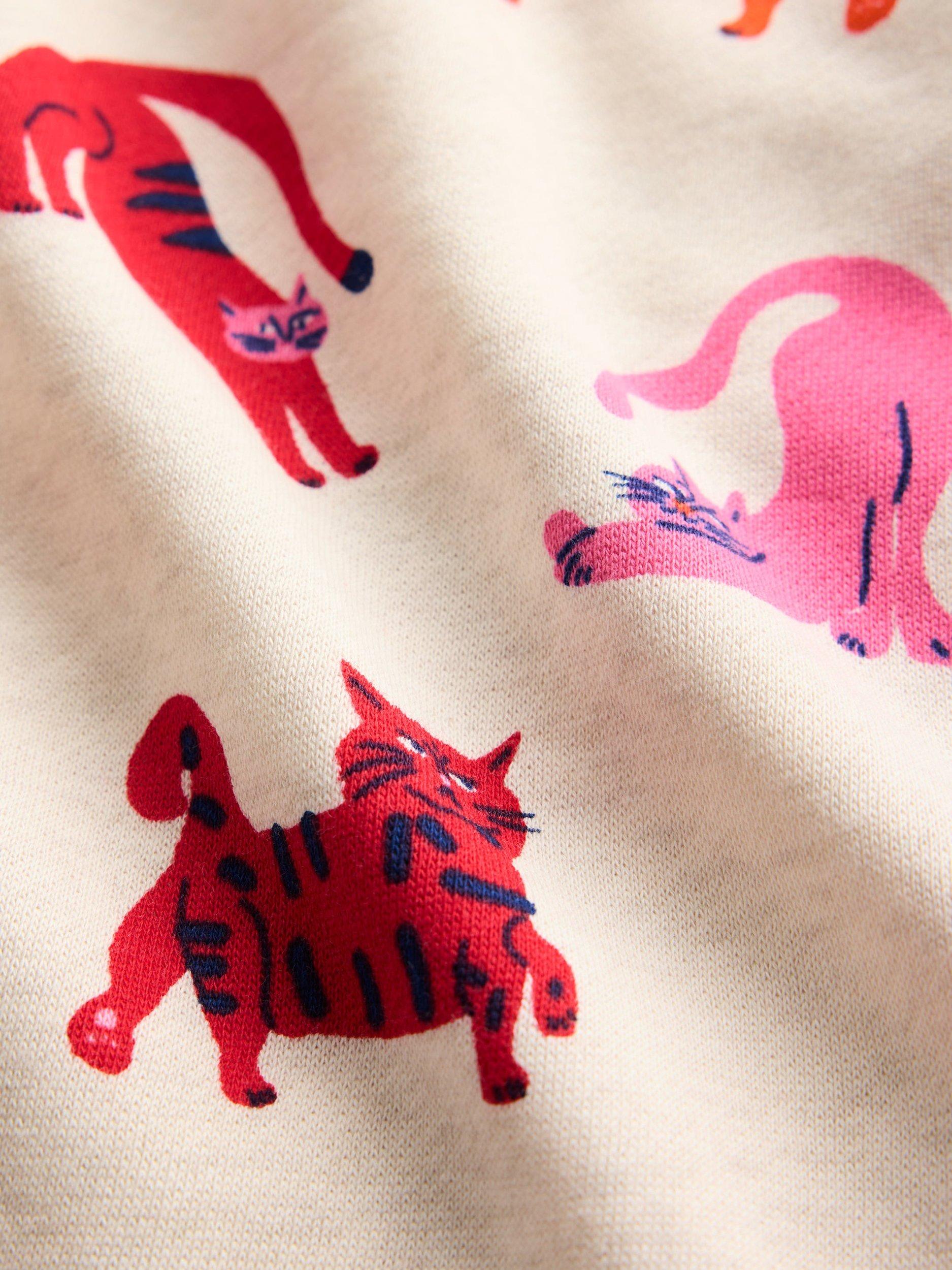 Mini Boden Kids' Cotton Blend Sweatshirt Dress, Multi Cats