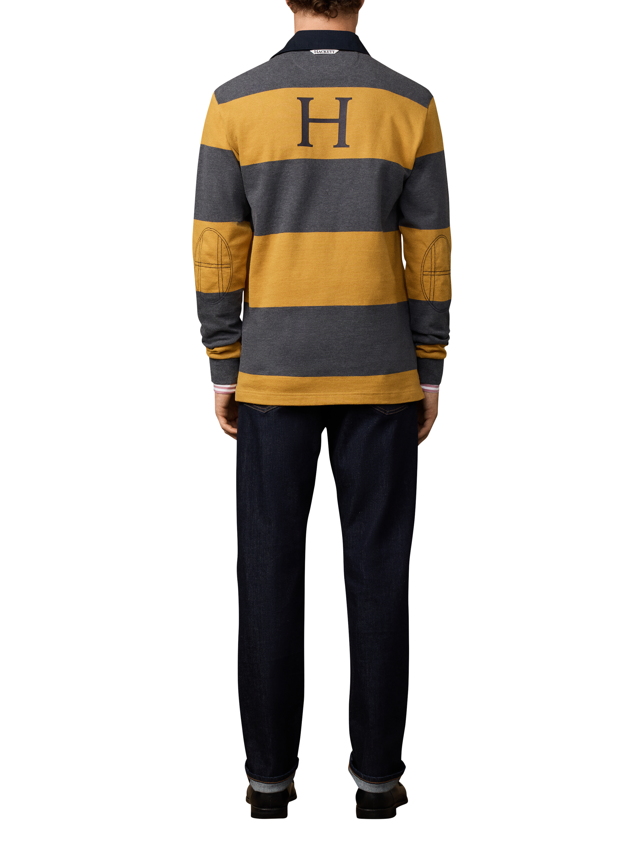 Hackett London Cotton Stripe Long Sleeve Rugby Shirt