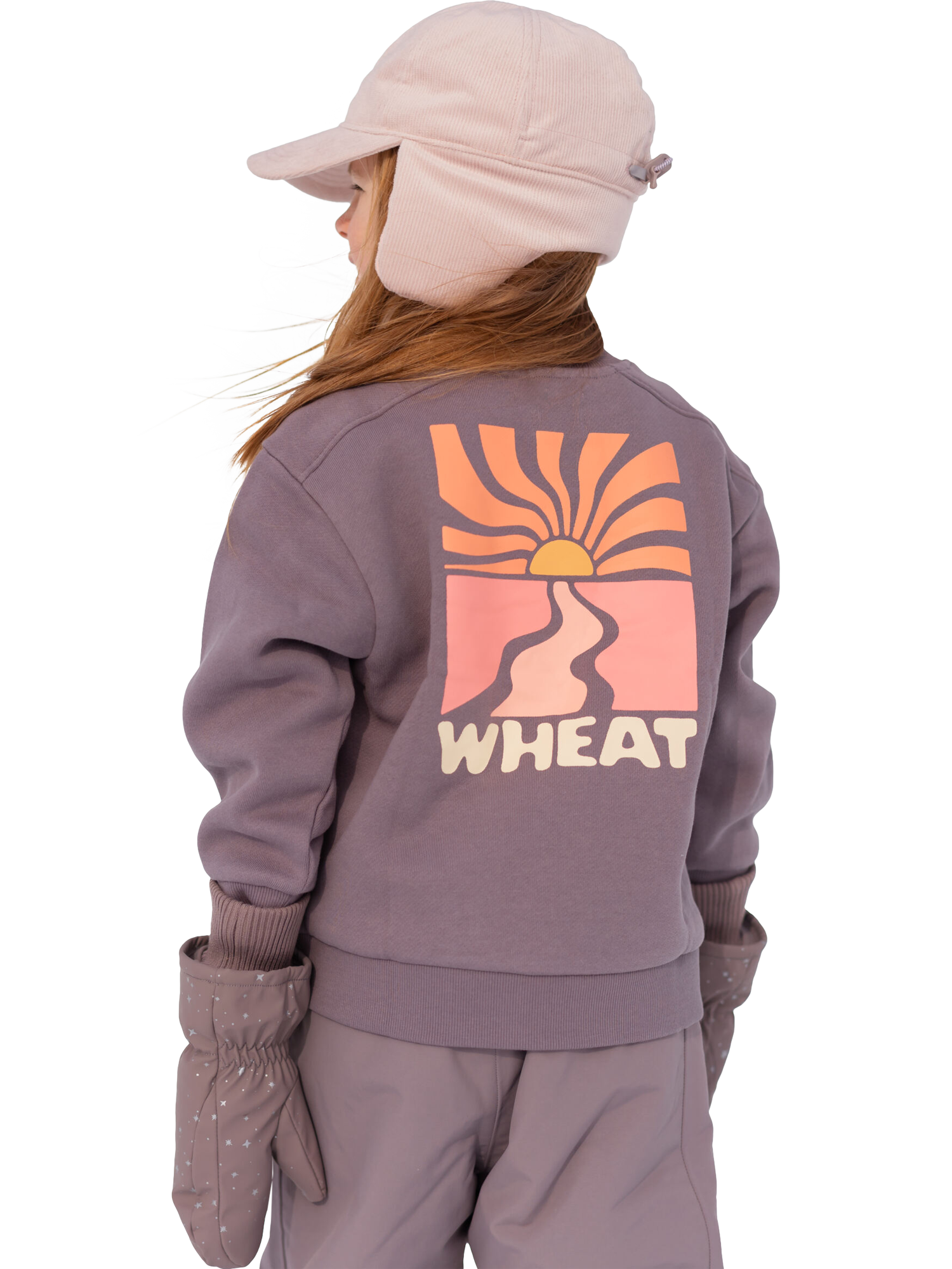 WHEAT Kids' Ellis Print Sweatshirt, Purple Stone