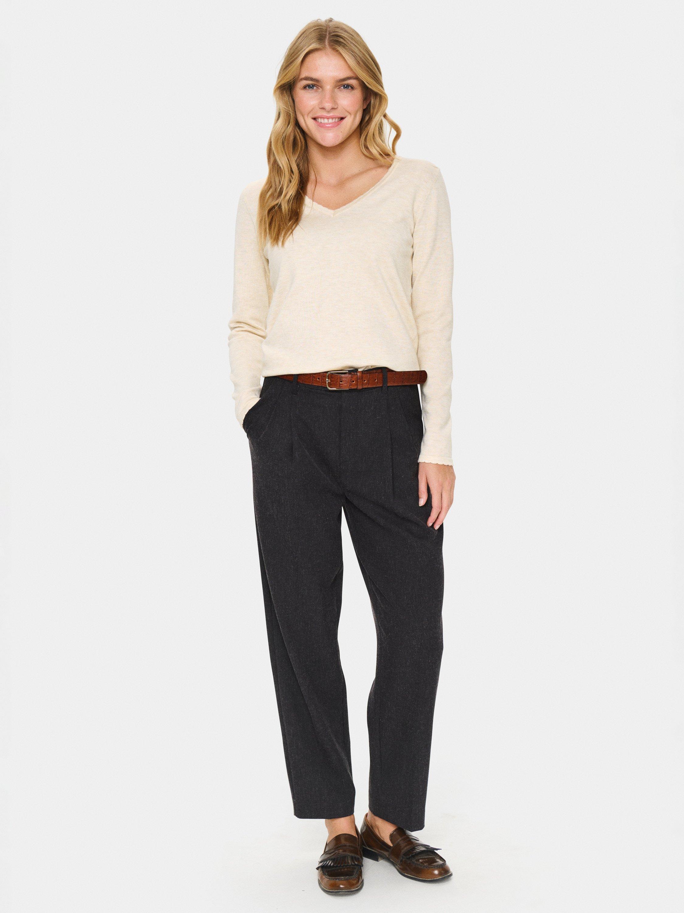 Saint Tropez Mila Scallop Edge Jumper, Brown Rice Melange