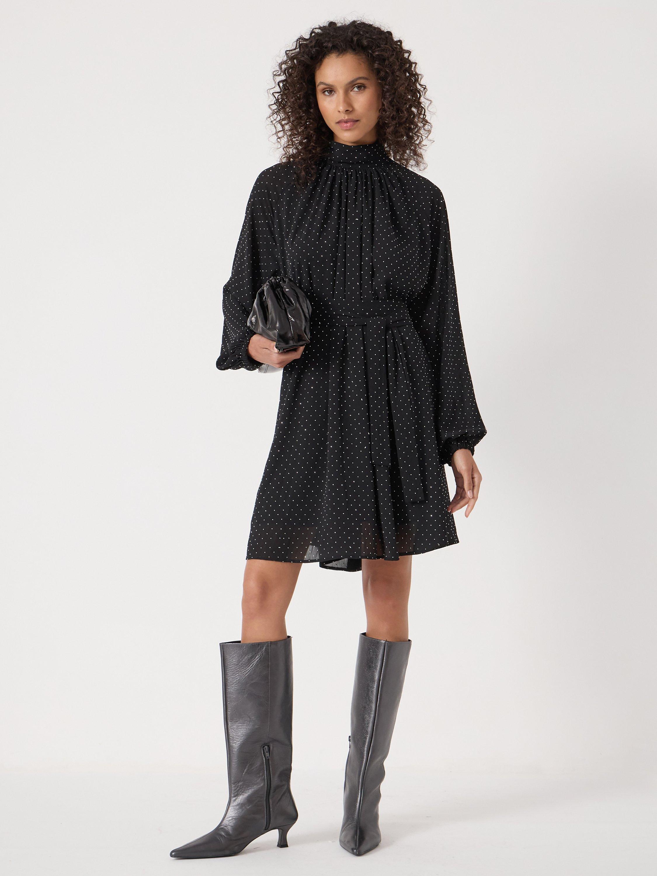 HUSH Diamante Swing Mini Dress, Black