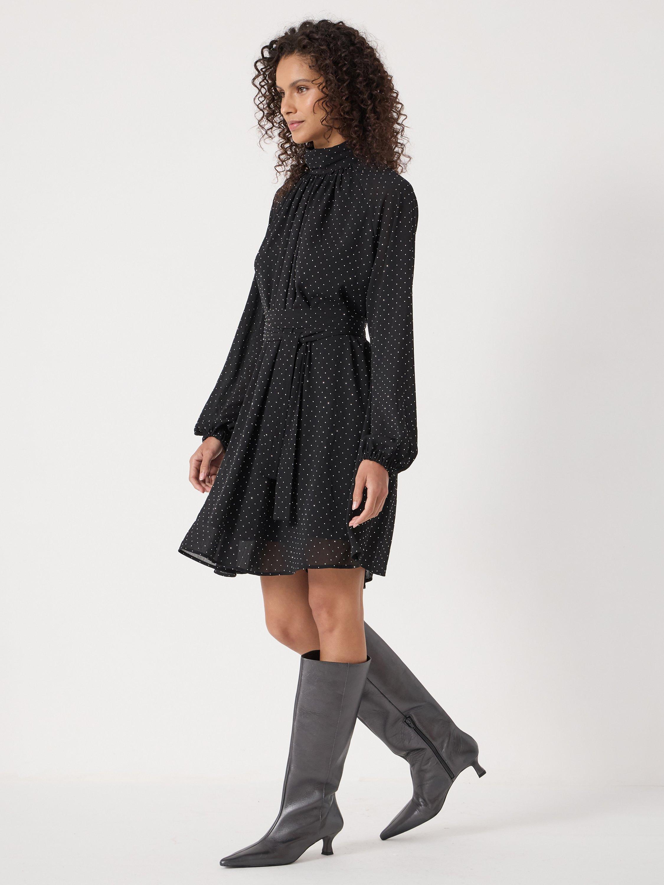 HUSH Diamante Swing Mini Dress, Black
