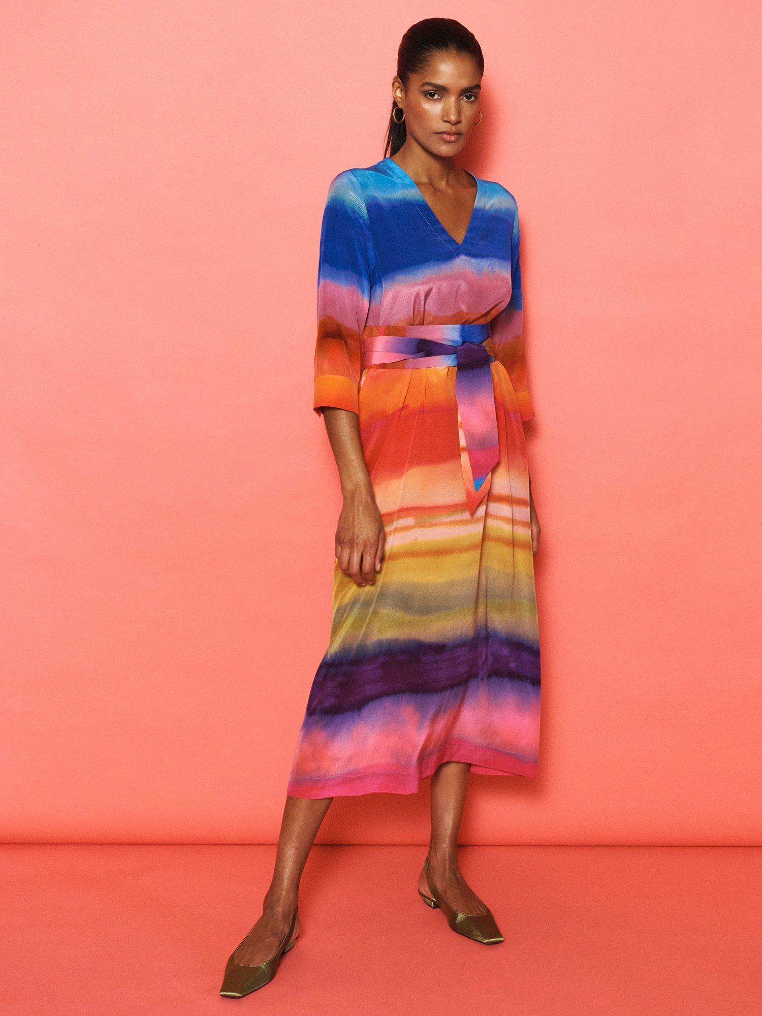NRBY x BOYD Rosemarie Stripe Pure Silk Dress, Multi