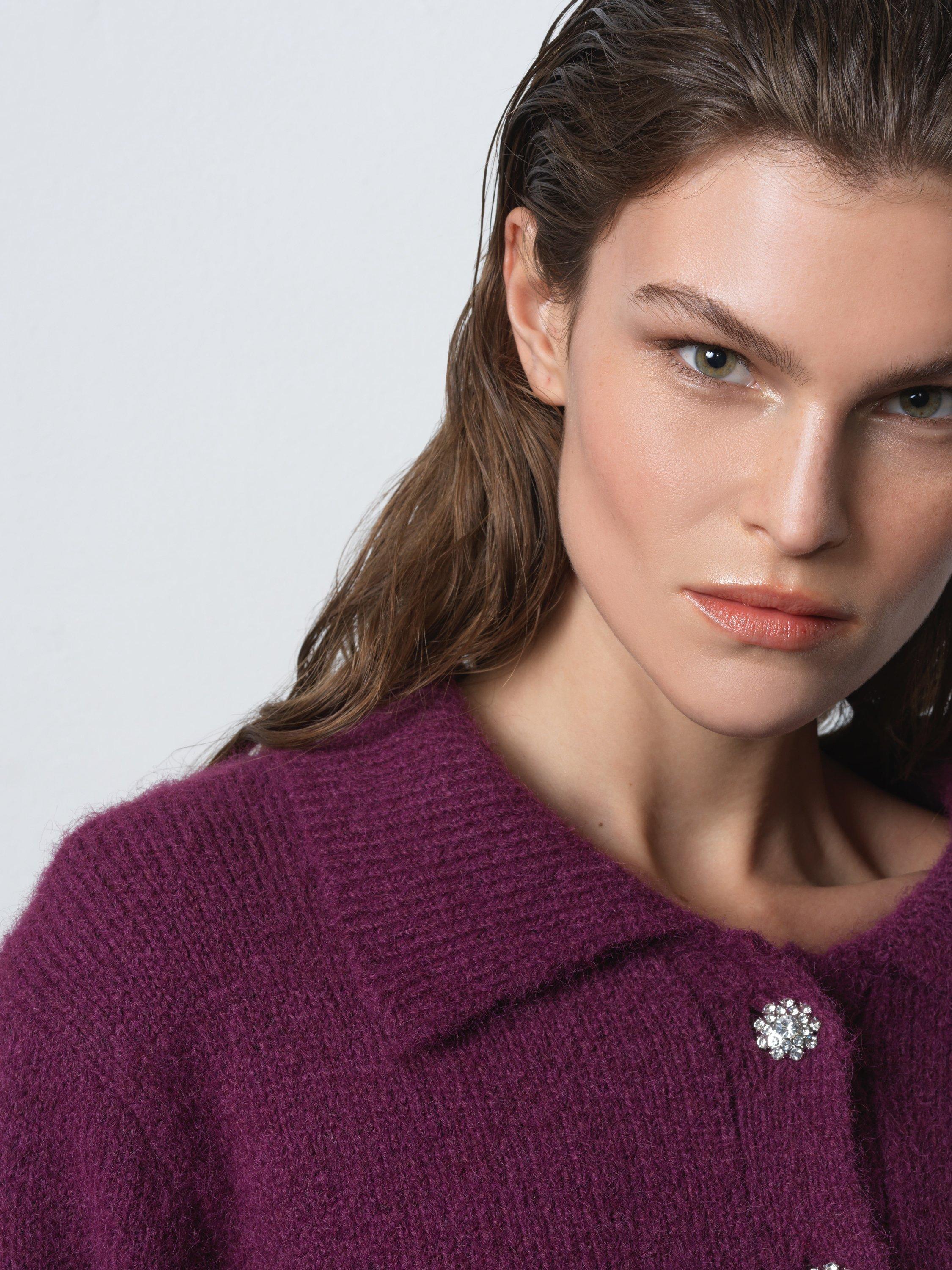 French Connection Colleen Diamante Polo Jumper, Mulberry