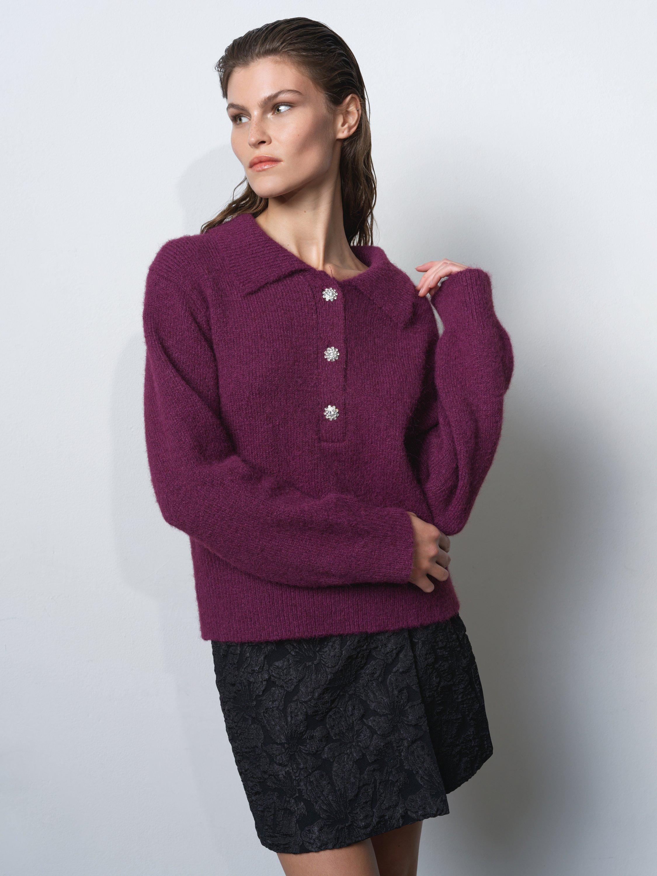 French Connection Colleen Diamante Polo Jumper, Mulberry