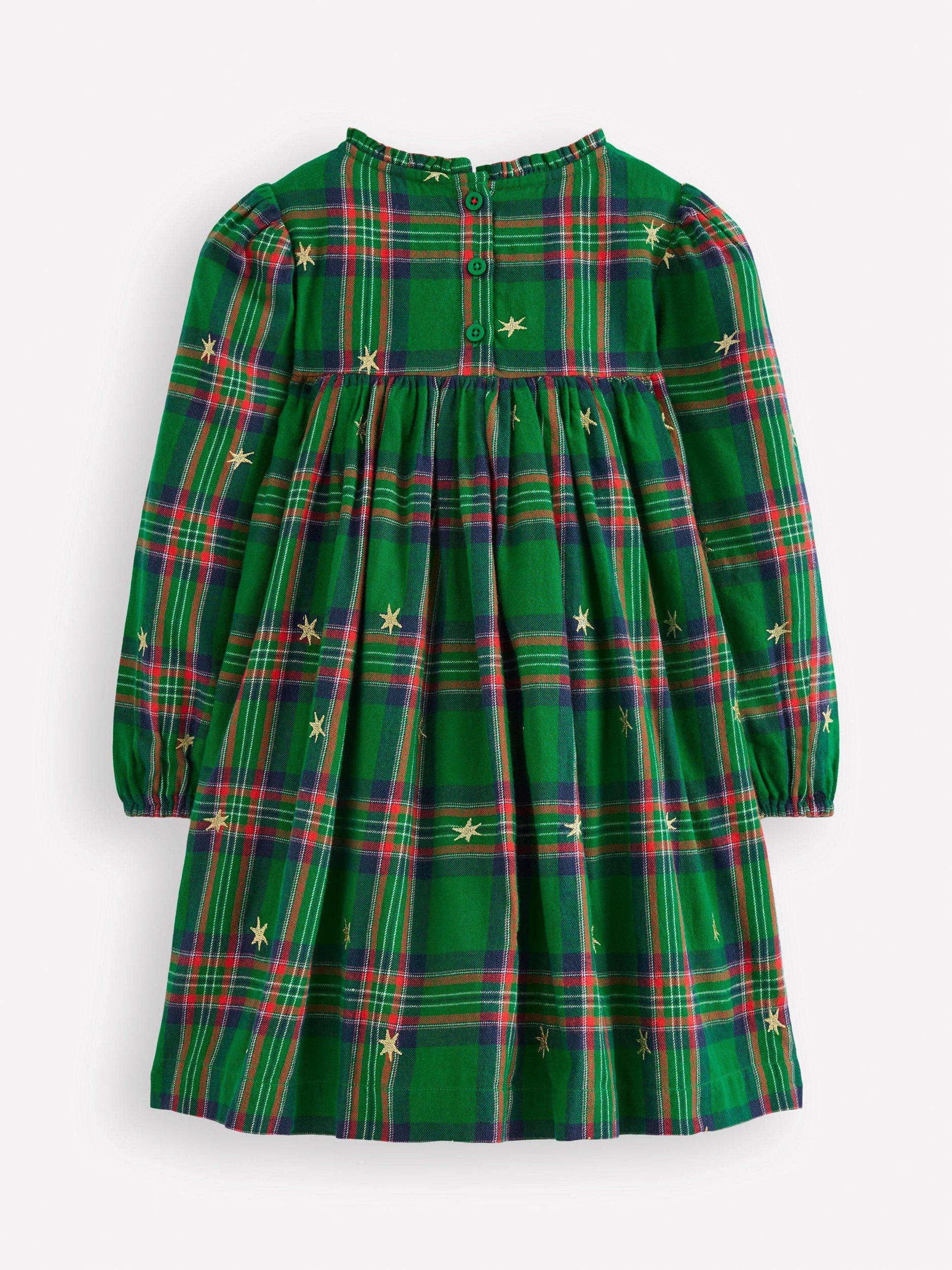 Mini Boden Kids' Cotton Ruffle Neck Smock Dress