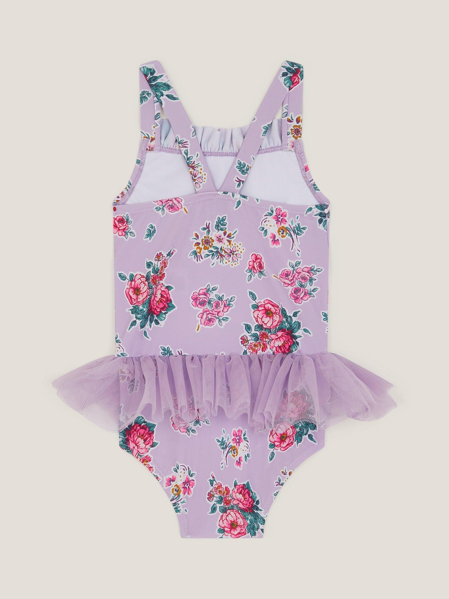 Monsoon Baby Floral Tutu Swimsuit, Lilac