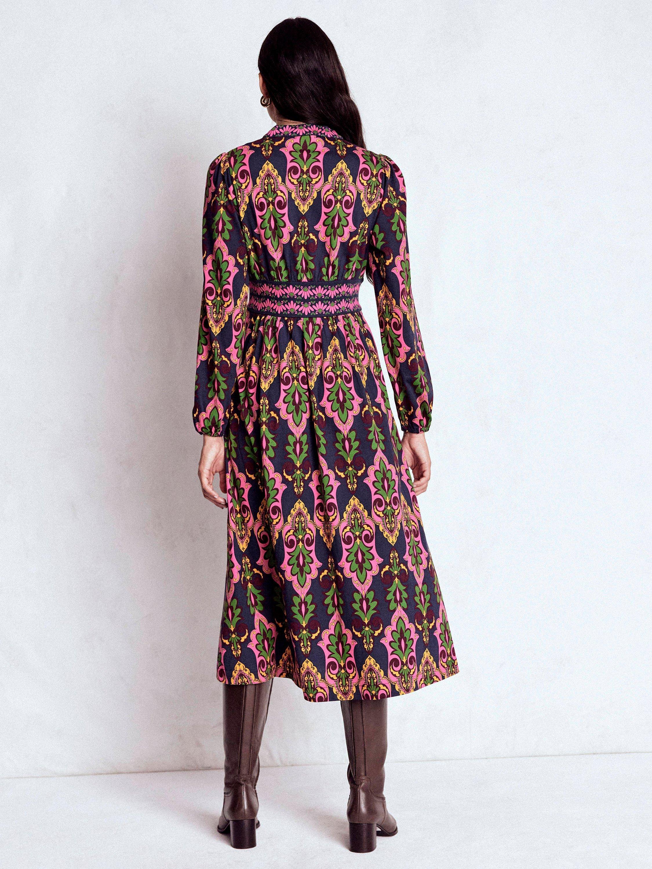 Boden Natalia Cotton Blend Paisley Floral Long Sleeve Midi Dress