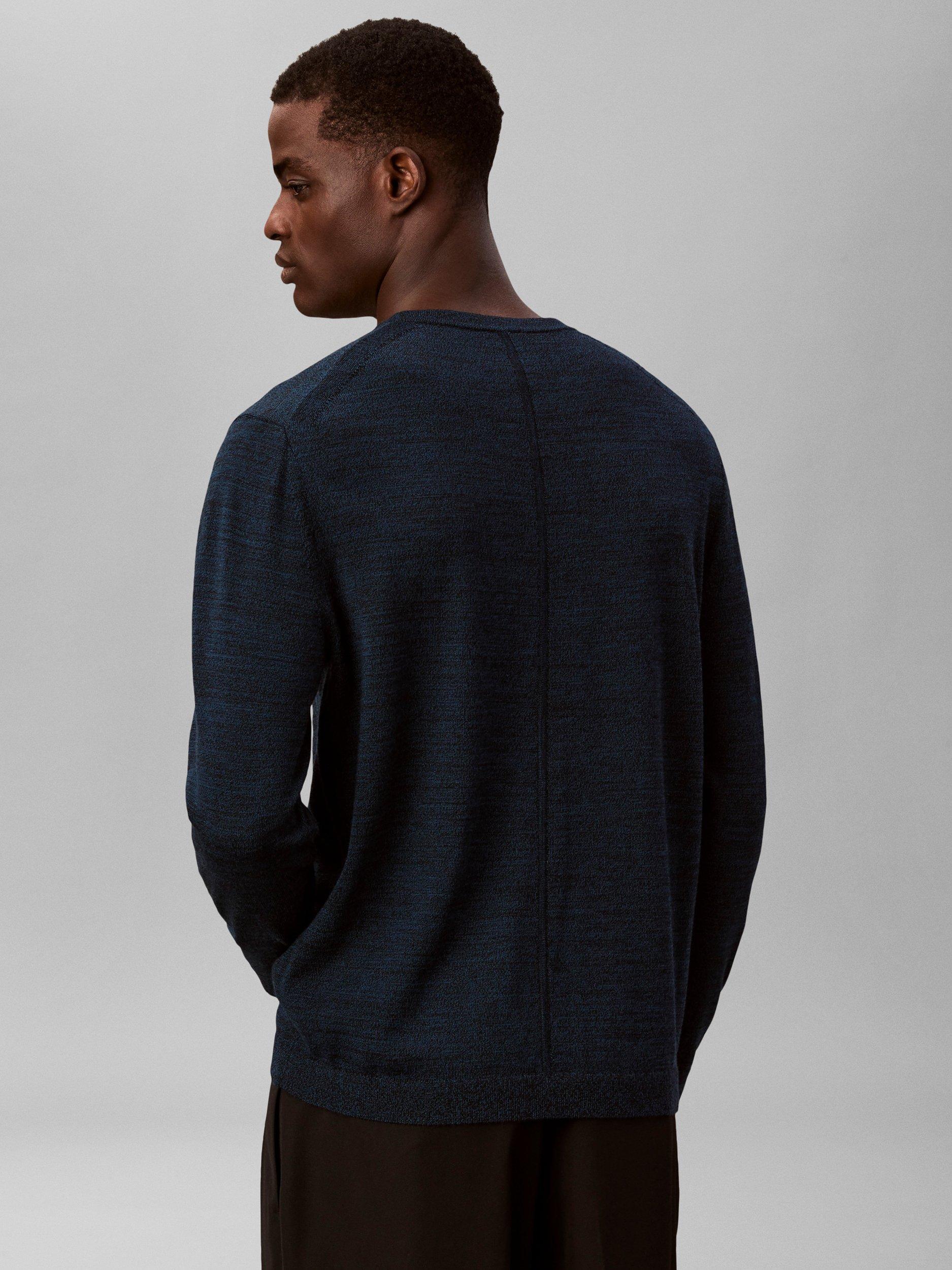 Calvin Klein Merino Wool Crew Neck Jumper, Navy Teal Mouline