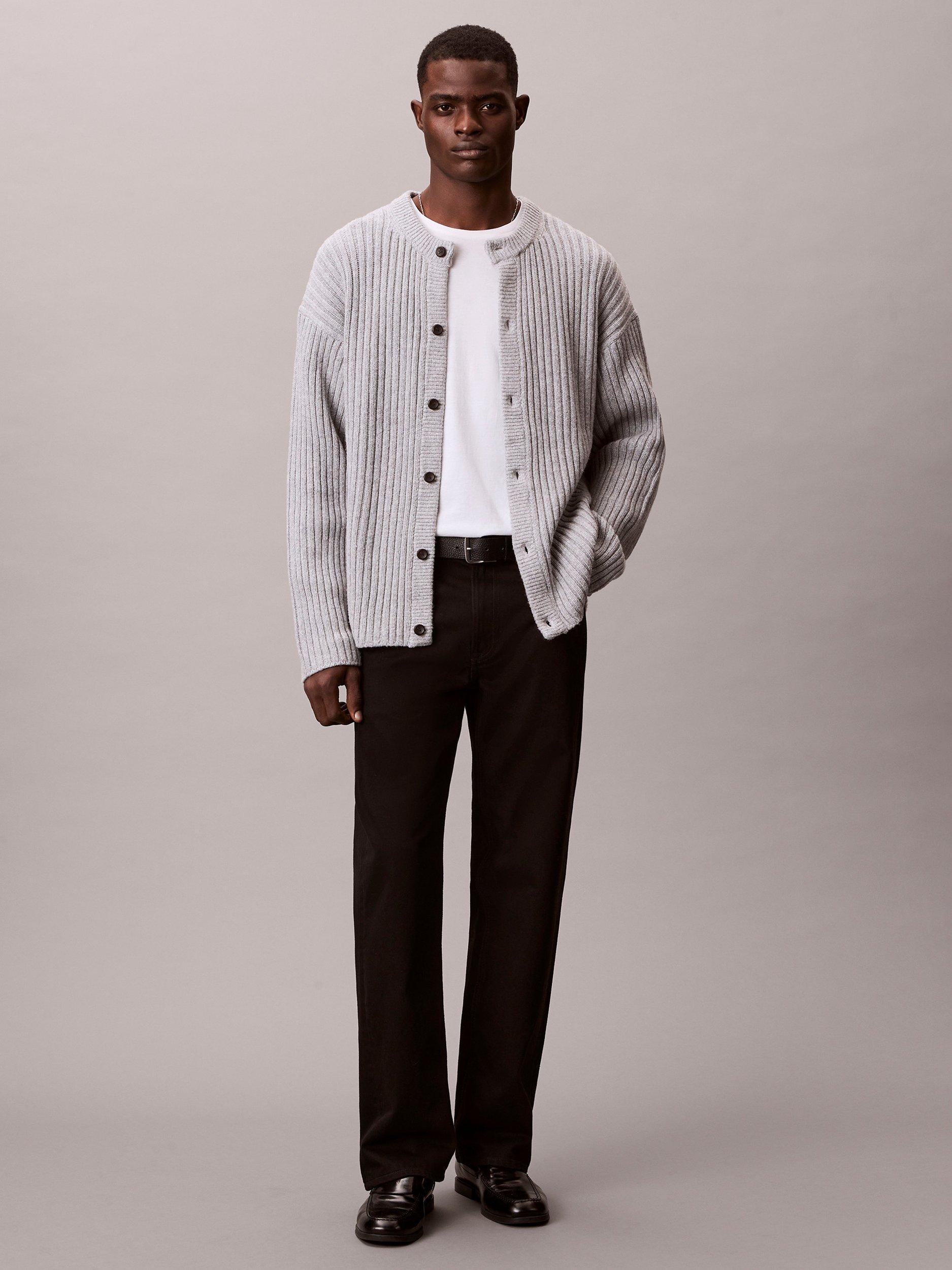 Calvin Klein Chunky Cotton Blend Cardigan, Heroic Grey Heather