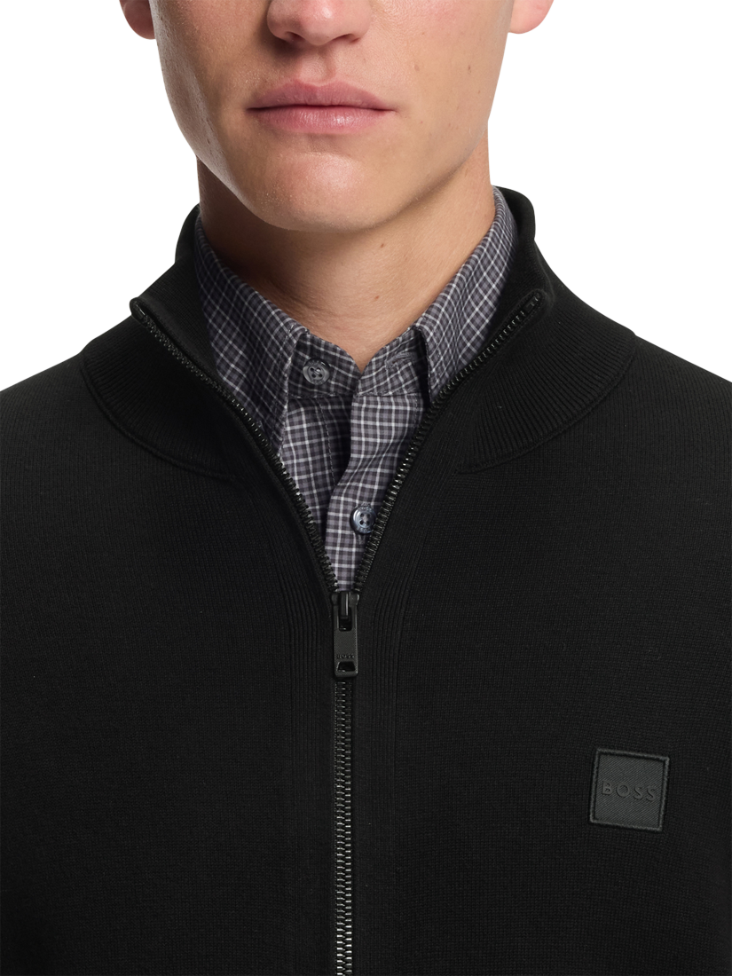 HUGO BOSS BOSS Kano Zip Front Cotton Cashmere Blend Cardigan