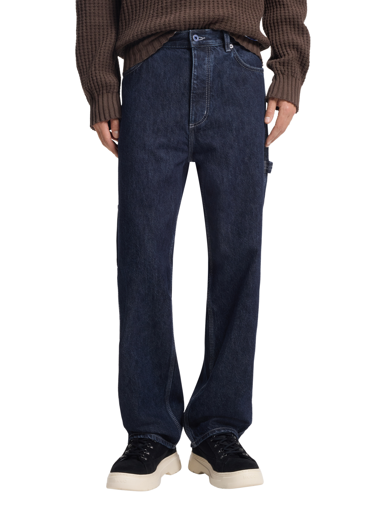 HUGO BOSS BOSS Carpenter Mid Rise Straight Jeans, Dark Blue