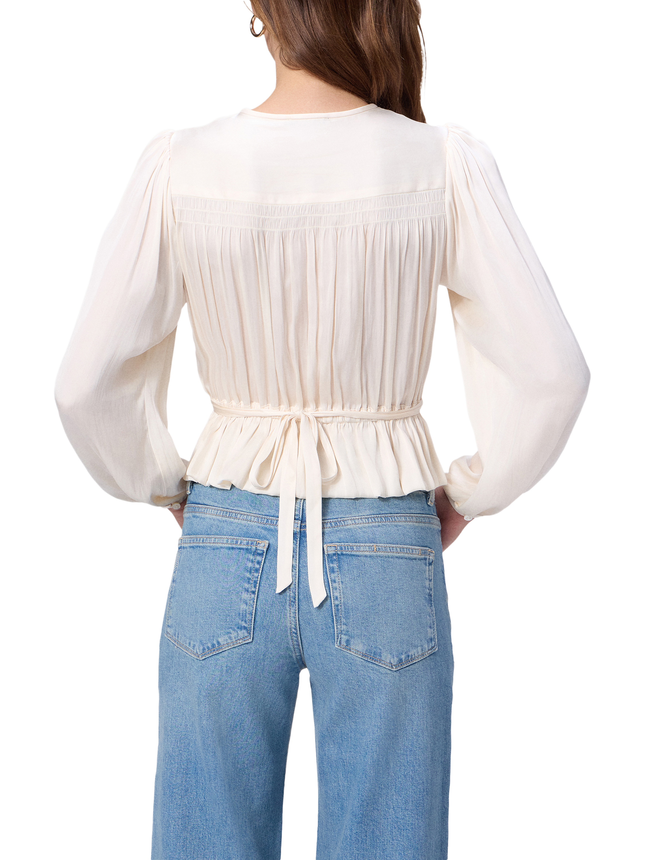 PAIGE Gansevoort Matte Satin Top, White