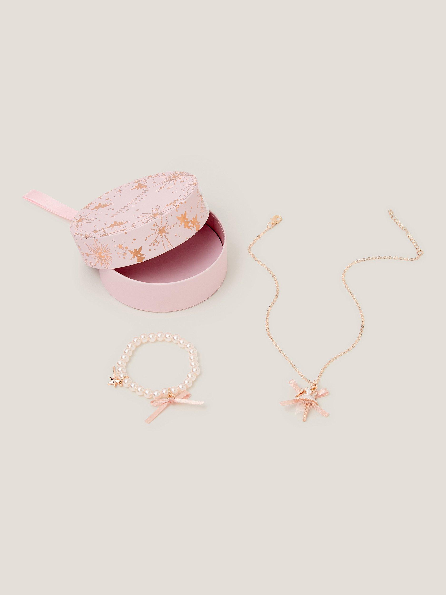 Monsoon Kids' Fairy Necklace and Bracelet Box Set, Rose Gold