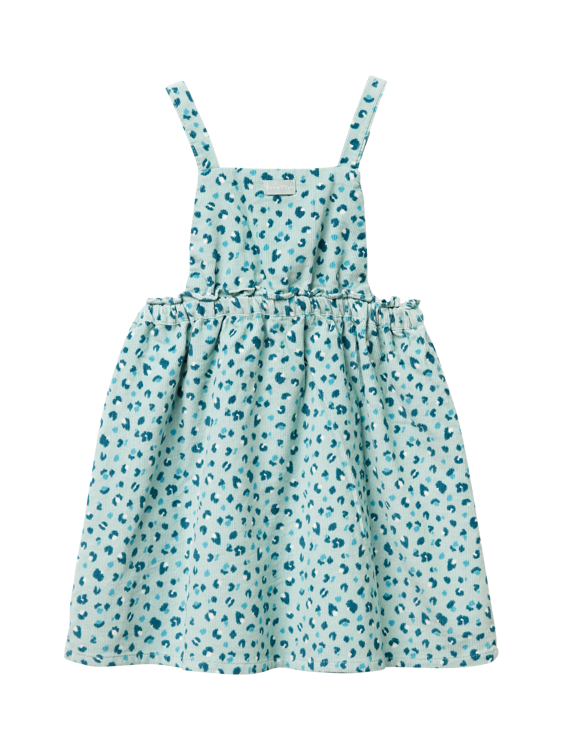Benetton Kids' Cotton Animal Print Pinafore Dress, Aqua