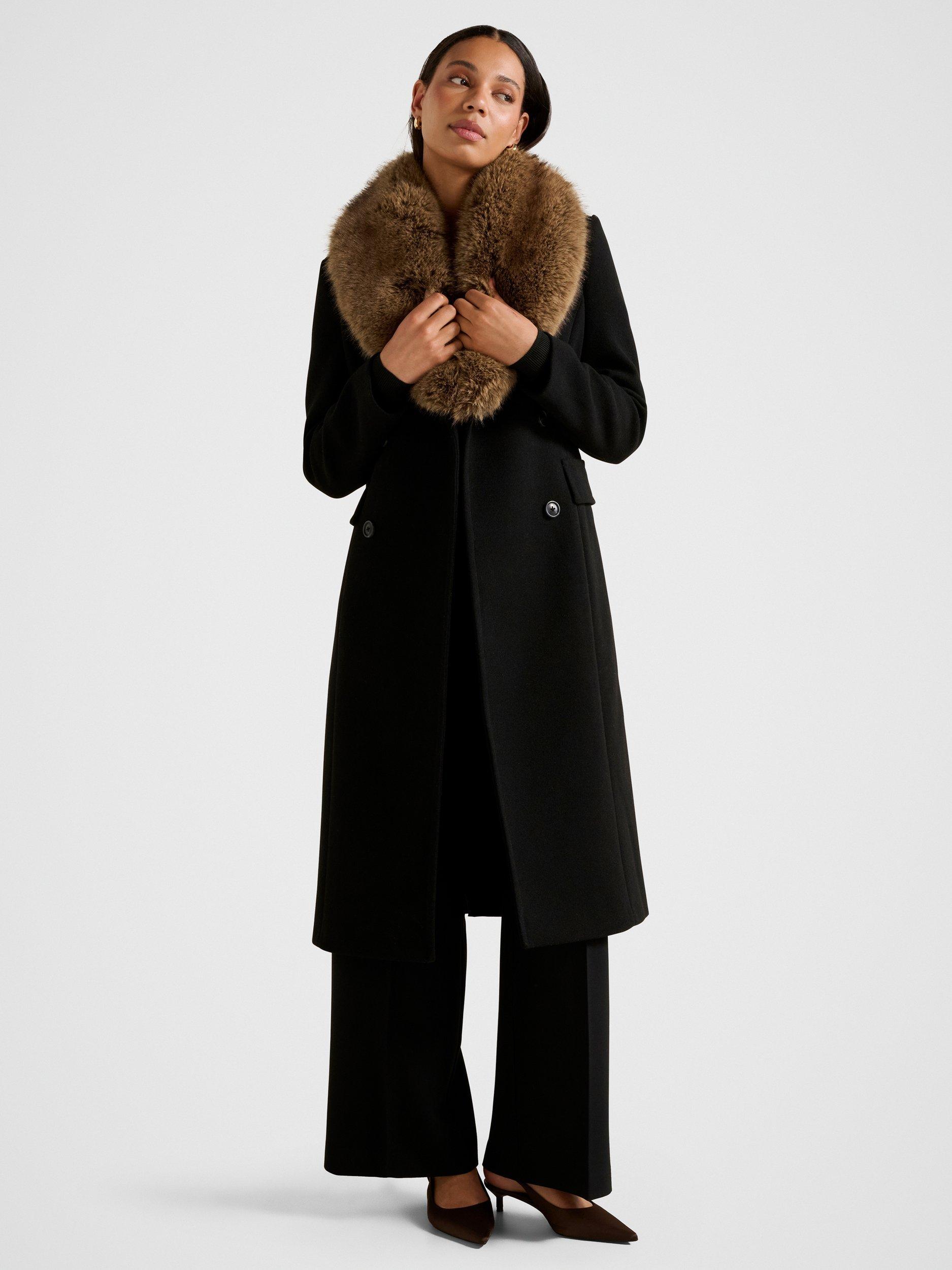 Forever New Chelsea Collar Double Breasted Coat, Black/Camel