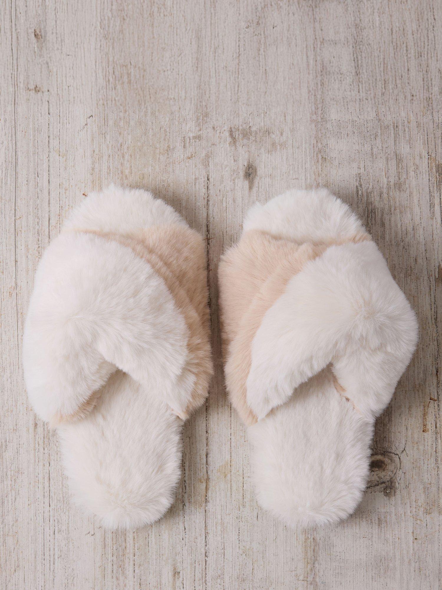 Chelsea Peers Faux Fur Cross Over Slippers, Multi