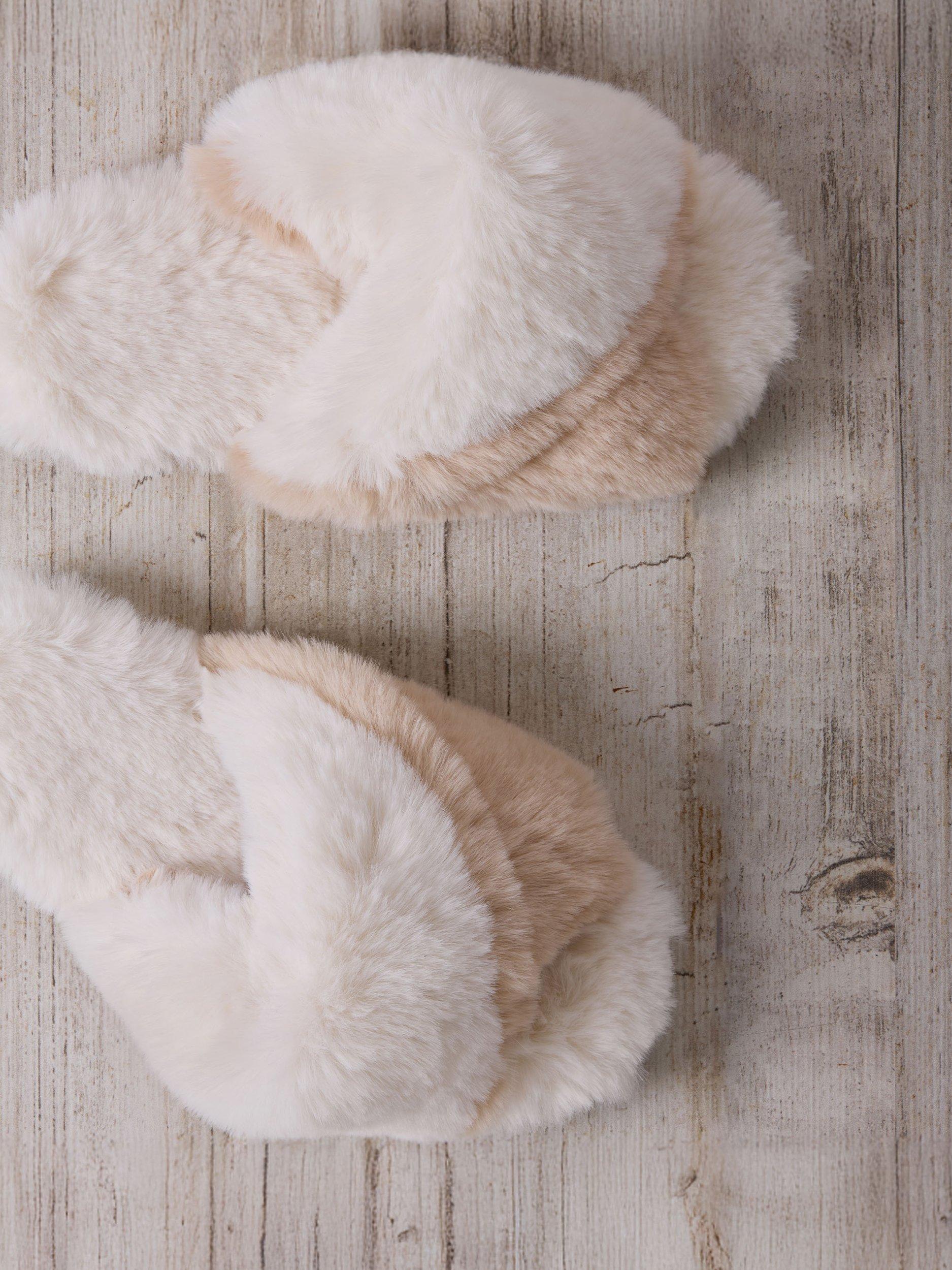 Chelsea Peers Faux Fur Cross Over Slippers, Multi