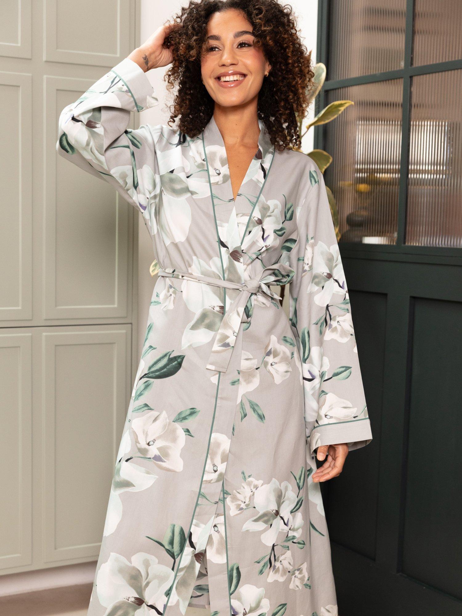 Cyberjammies Kallie Floral Dressing Gown, Grey/Multi