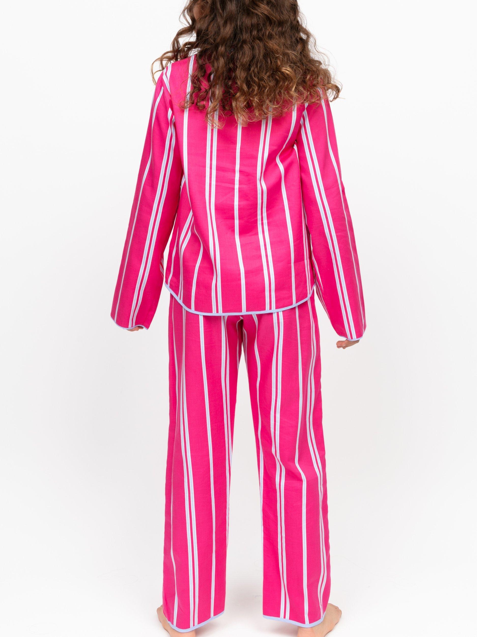 Minijammies Kids' Chloe Stripe Long Sleeve Pyjama Set, Pink